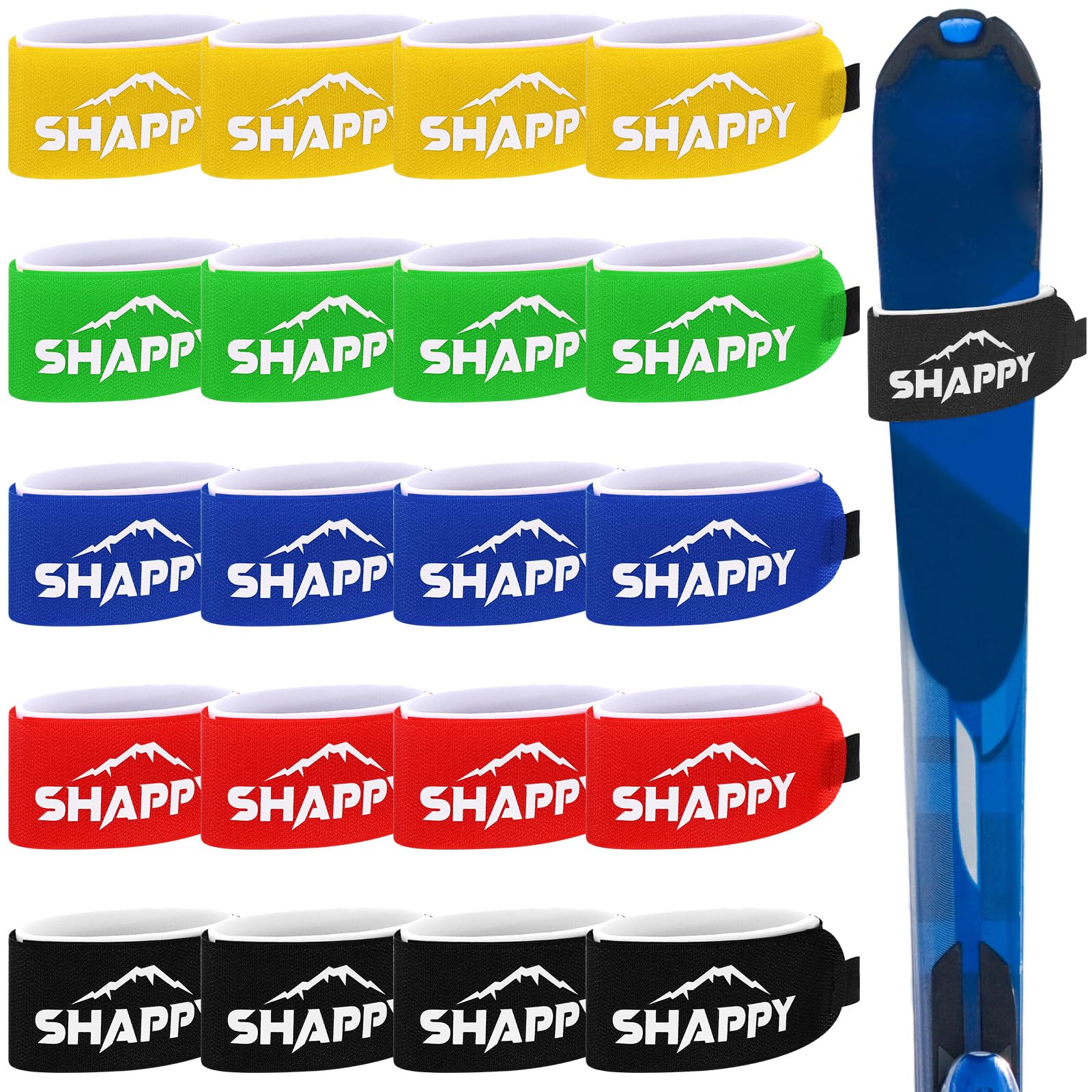 Amazon.com: Shappy 20 Pcs Ski Ties Straps Ski Straps Adjustable Hook ...