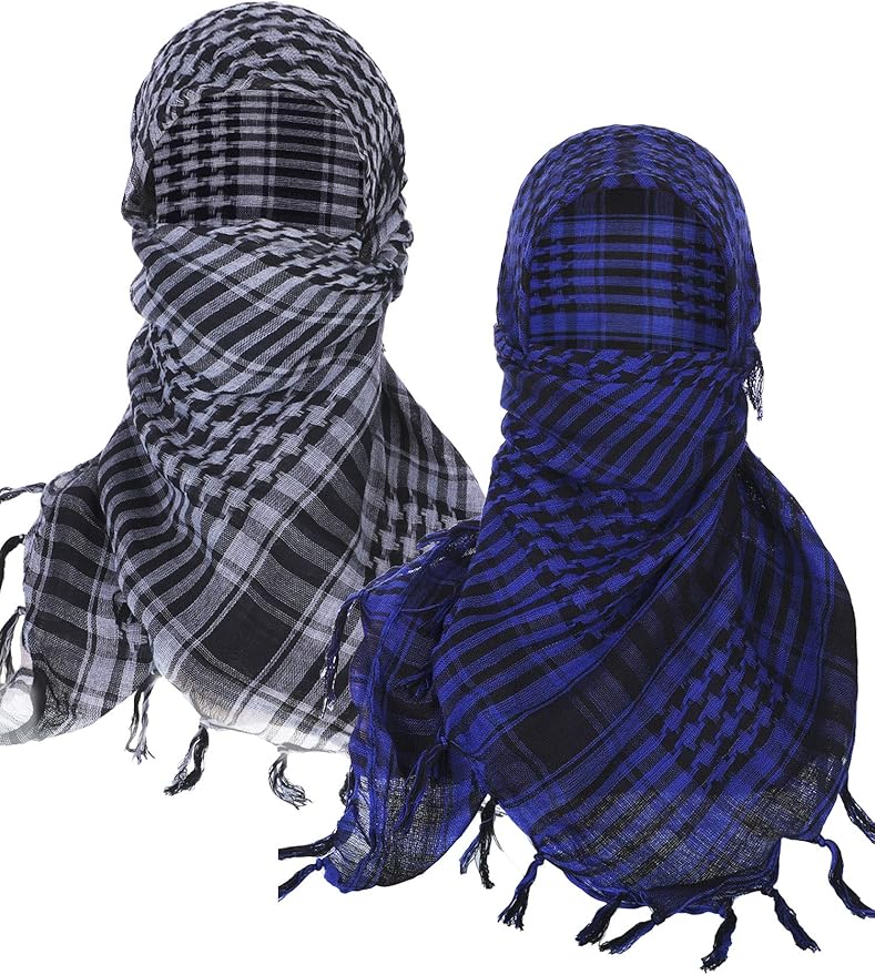 Boao 2 Pieces Keffiyeh Shemagh Arab Scarf Wrap Tactical Desert Scarf ...