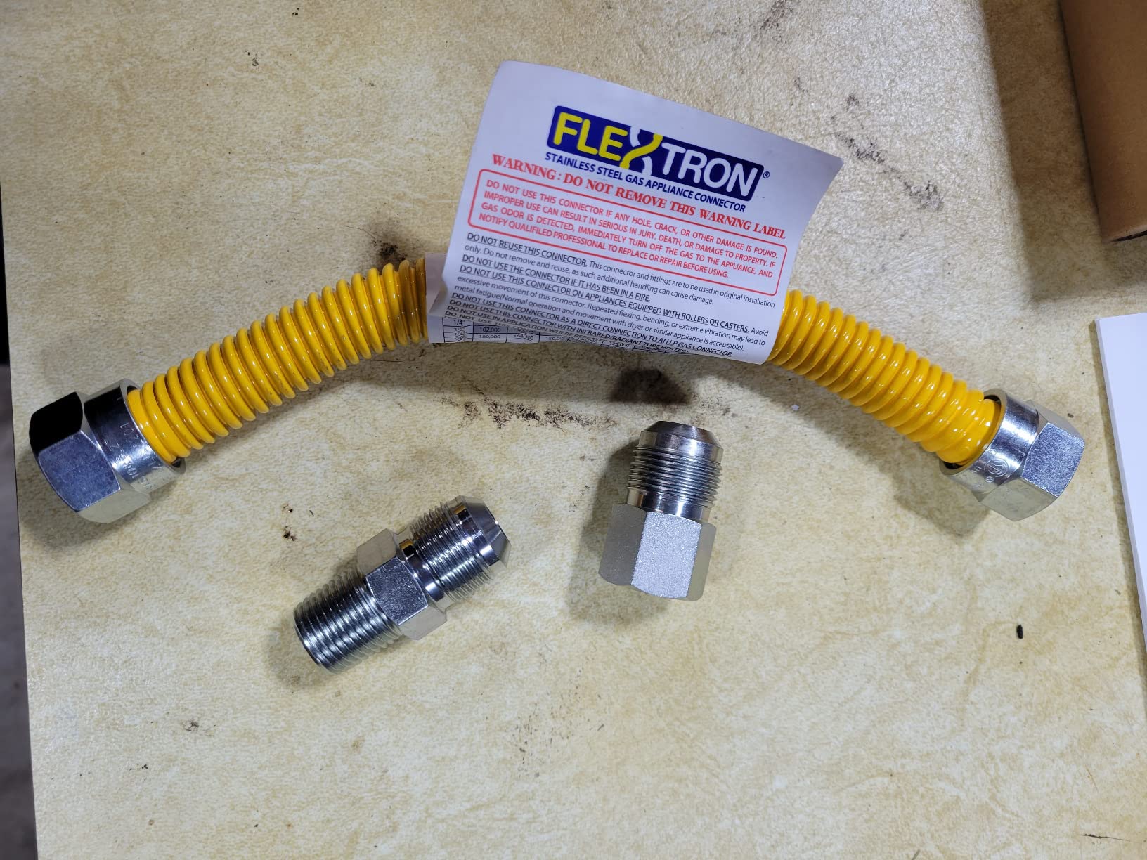 Gas Connector 12 inch Yellow Coated Stainless Steel, 5/8" OD Flexible ...
