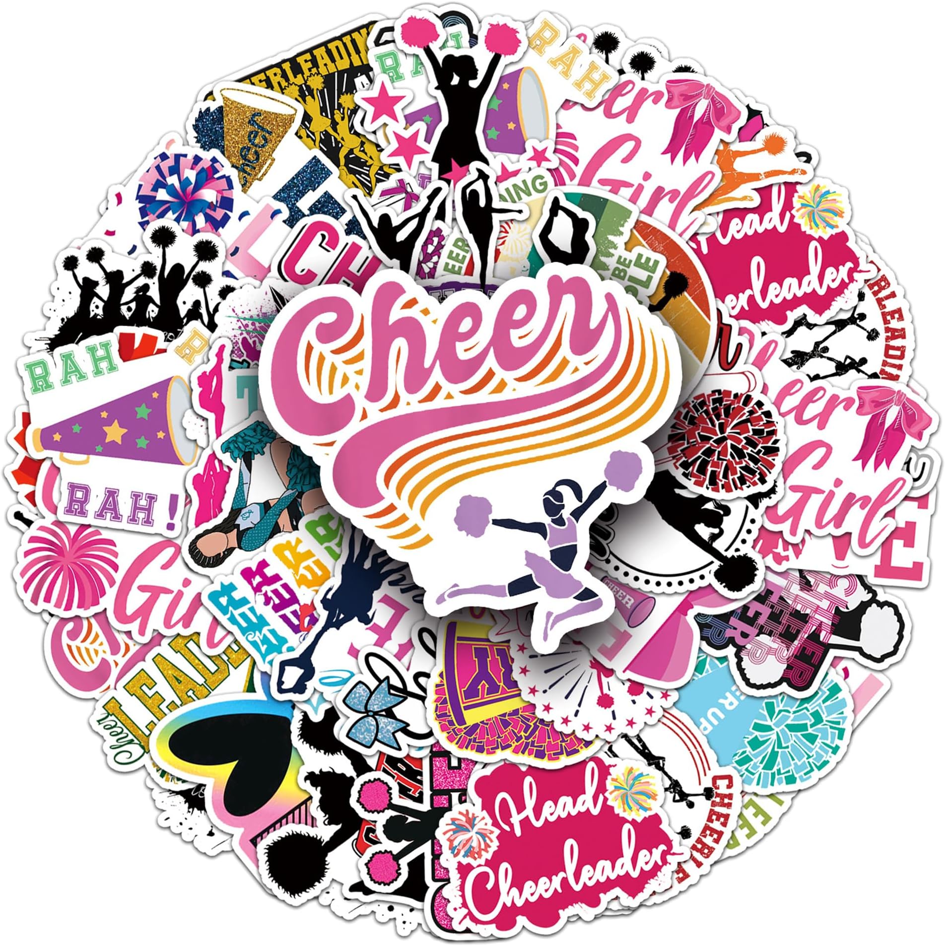 Amazon.com: 100 Pack Cheerleading Stickers, Cheerleading Cheerleader ...