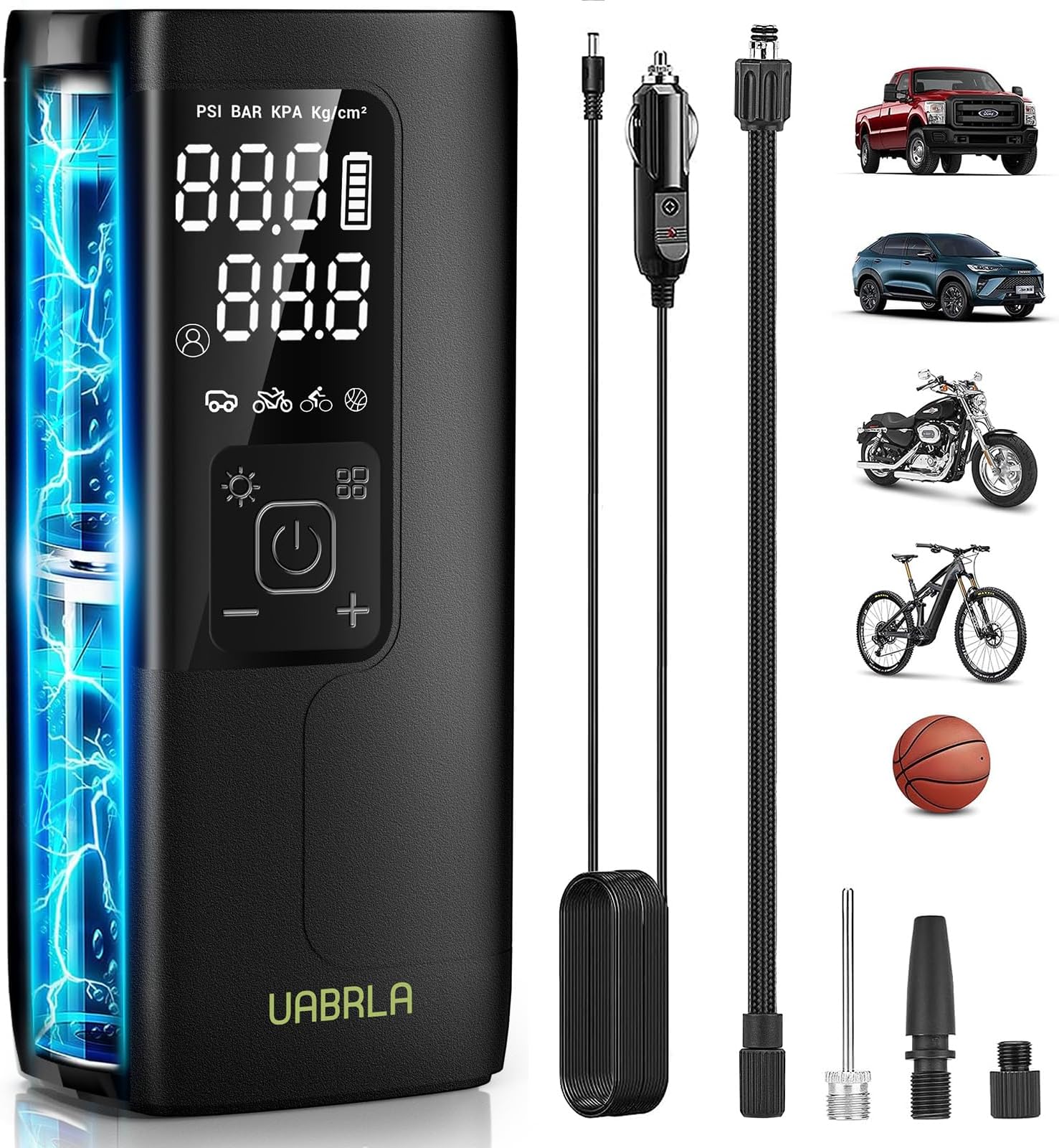 Amazon.com: UABRLA Tire Inflator Portable Air Compressor 20000mAh & 12V ...