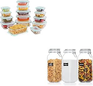 Amazon.com: Vtopmart 15 Pack Glass Food Storage Containers and 3 Pack ...