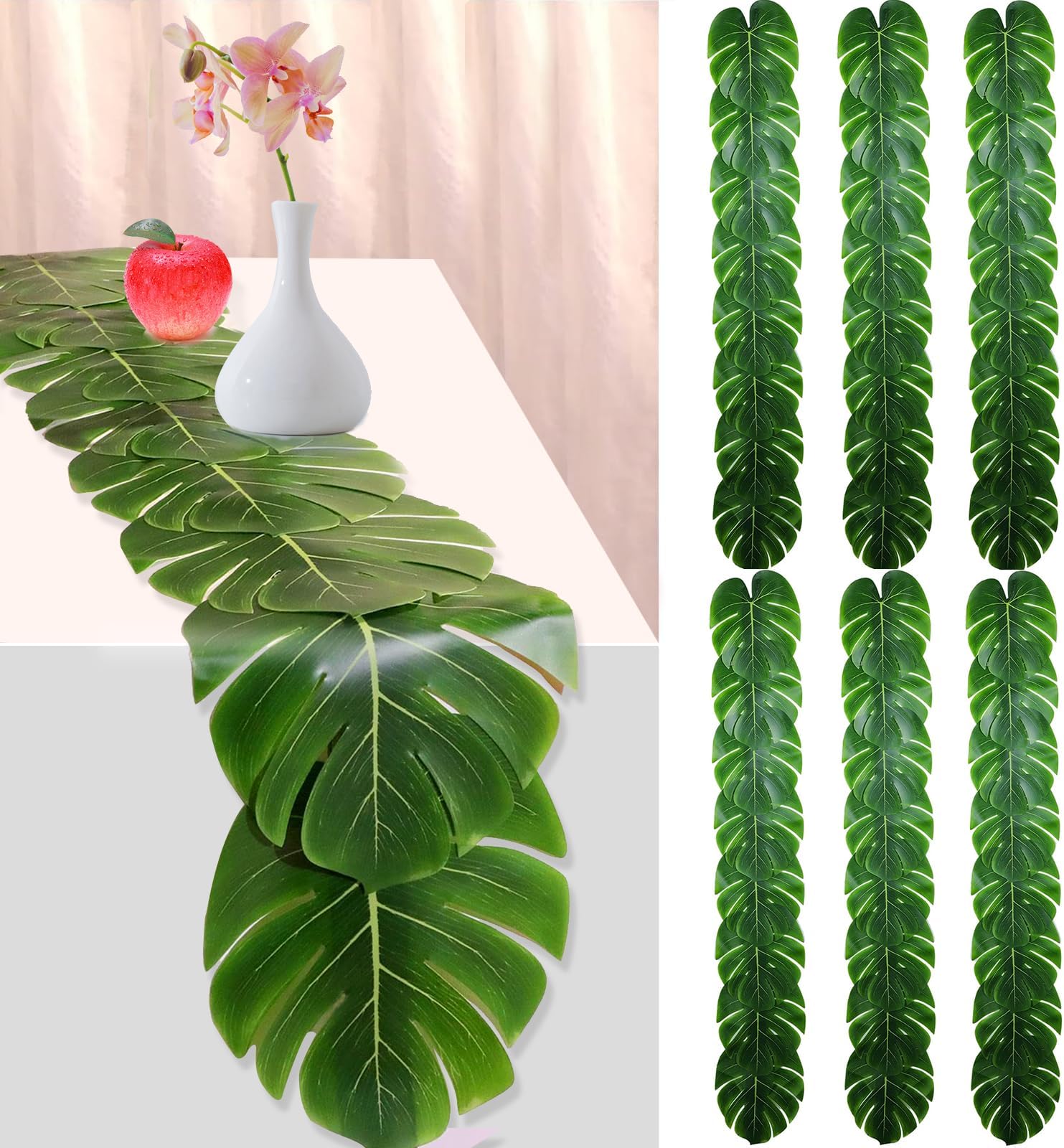 Amazon.com: 6 Pcs Artificial Palm Leaves Table Runners 72 Inch, Faux ...