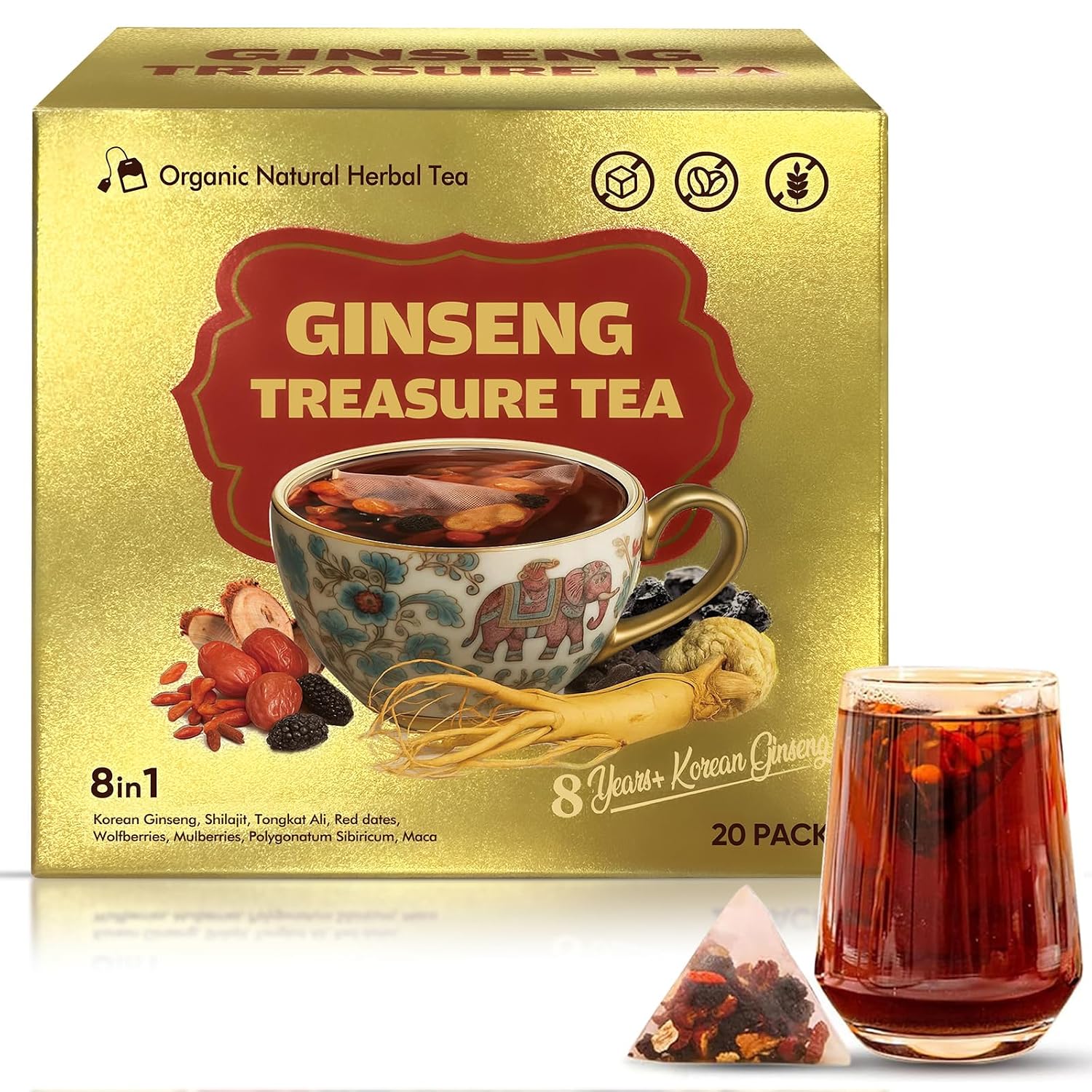 Amazon.com: Kidney Tea Formula Ginseng Eight Treasure Tea, Traditional ...