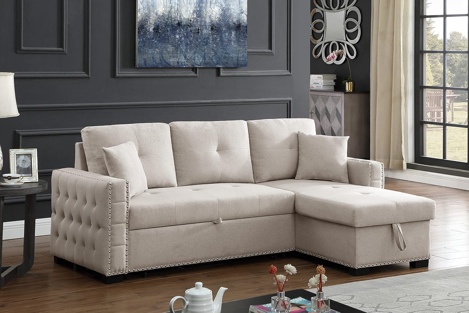 Amazon.com: Devion Furniture Legion Sofabed, Beige : Home & Kitchen