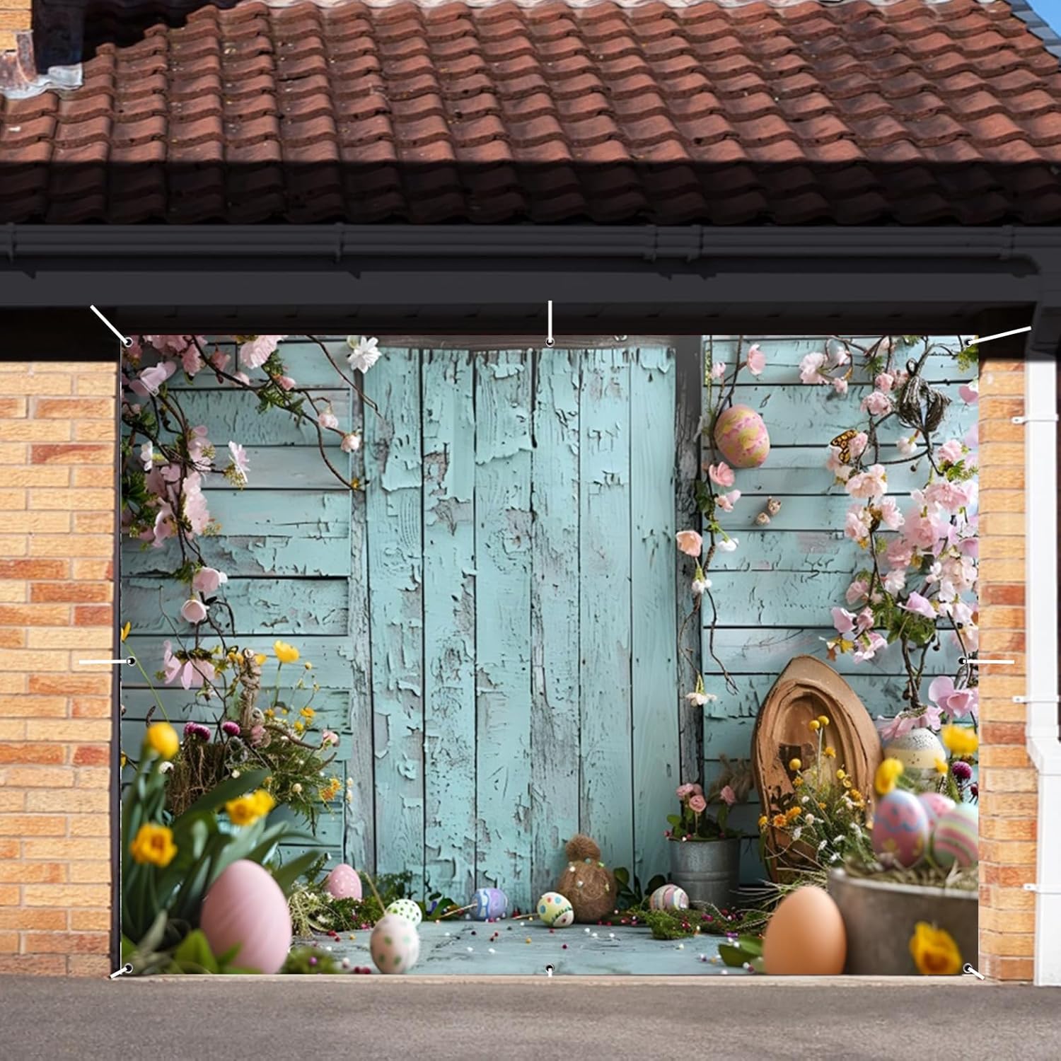 Amazon.com : Spring Easter Garage Door Cover Banner Decorations ...