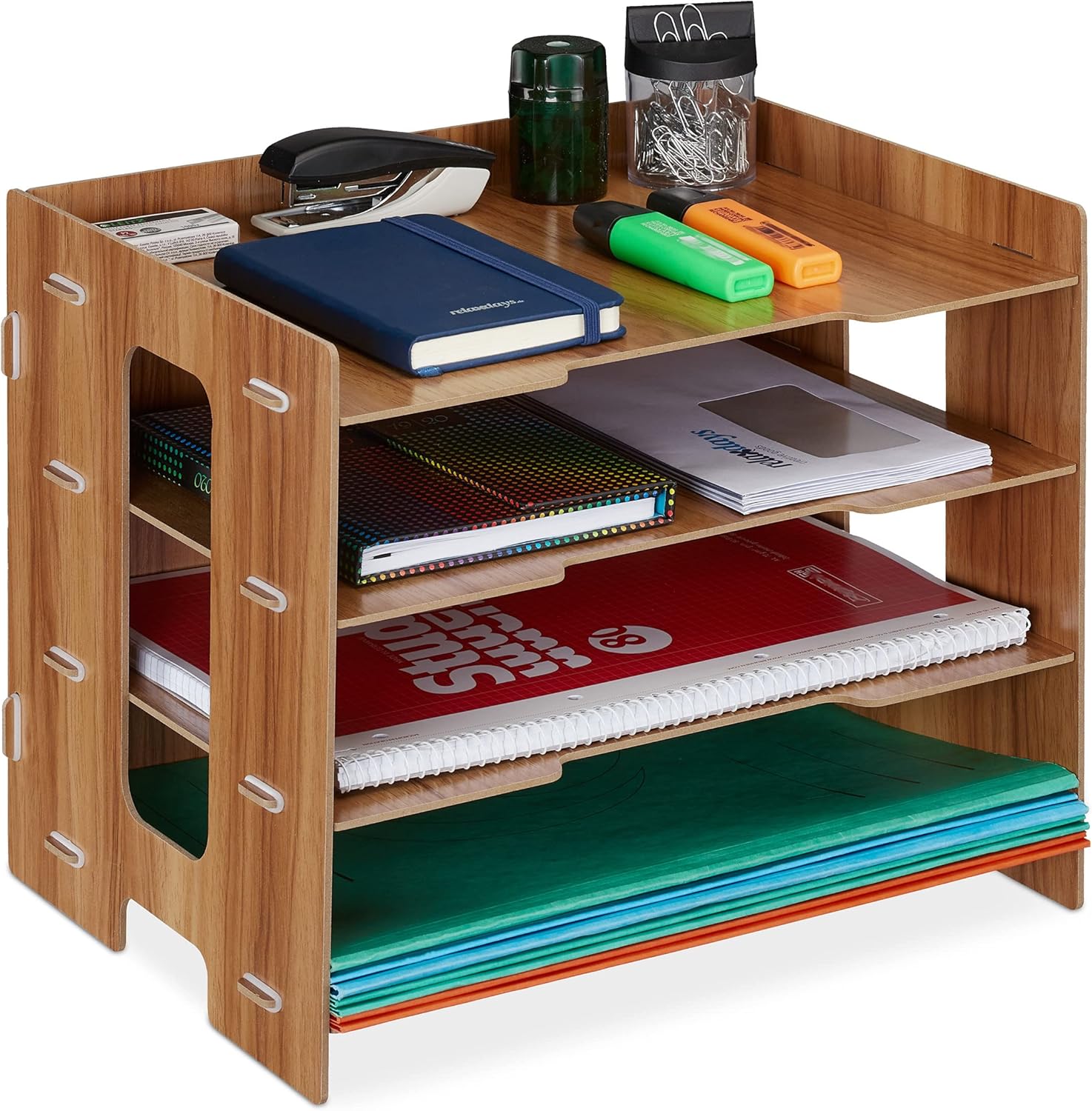 Relaxdays Letter Tray, Office Organiser Made of MDF, A4 Paper, 3 ...