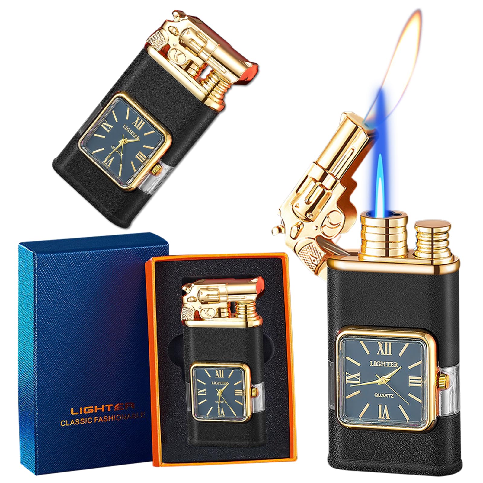 Lighter, Torch Lighter with Stylish Quartz Dial, Adjustable Windproof ...