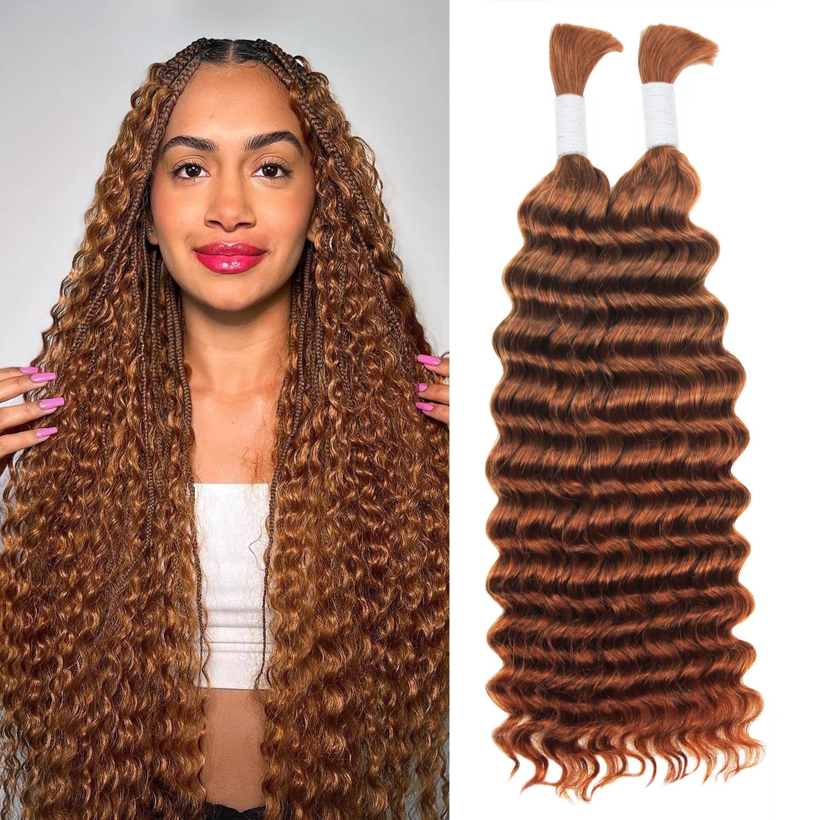 Amazon.com : Deep Wave Bulk Human Hair Mixed Synthetic Braiding Hair ...