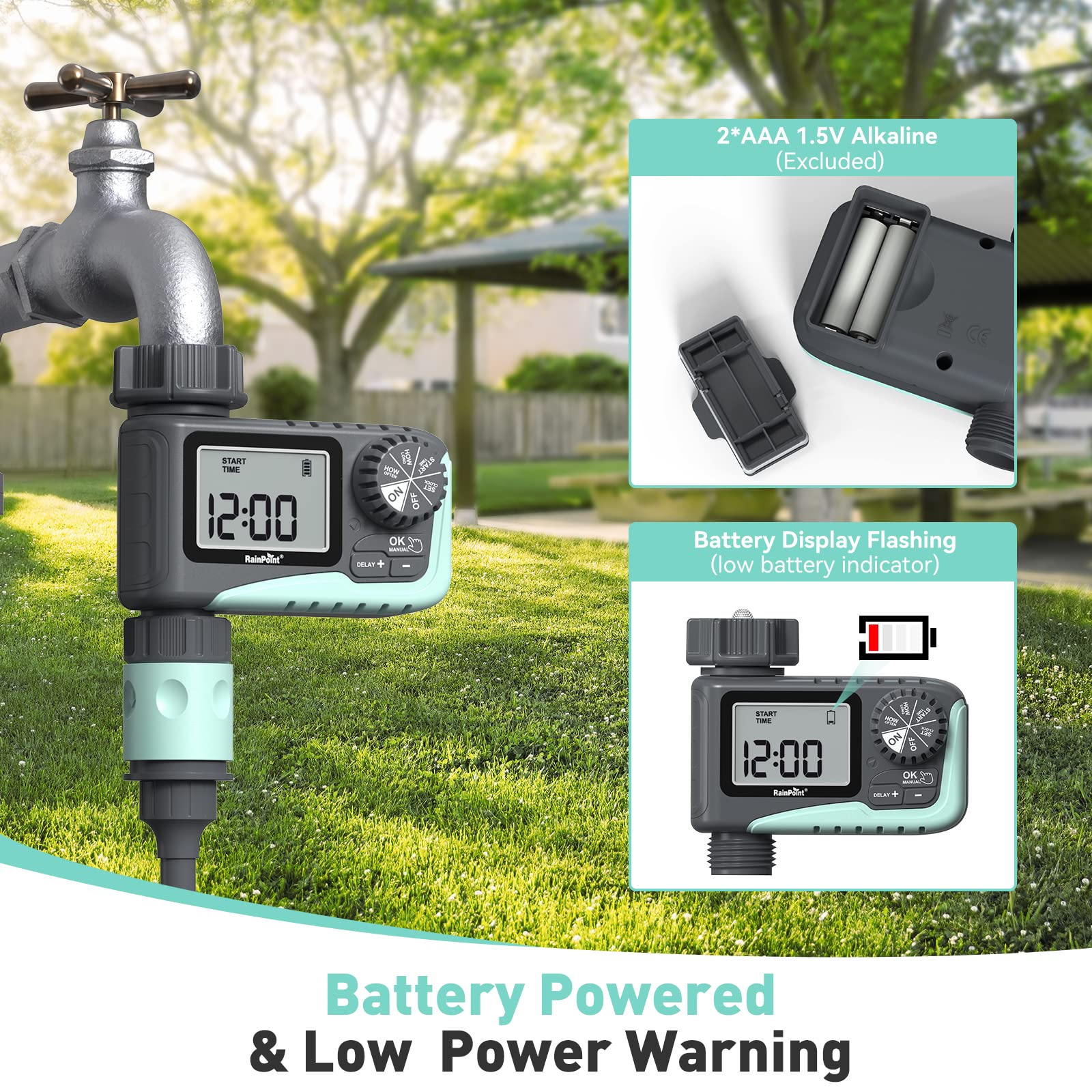 Snapklik.com : RAINPOINT Sprinkler Timer Outdoor, Water Timer For ...