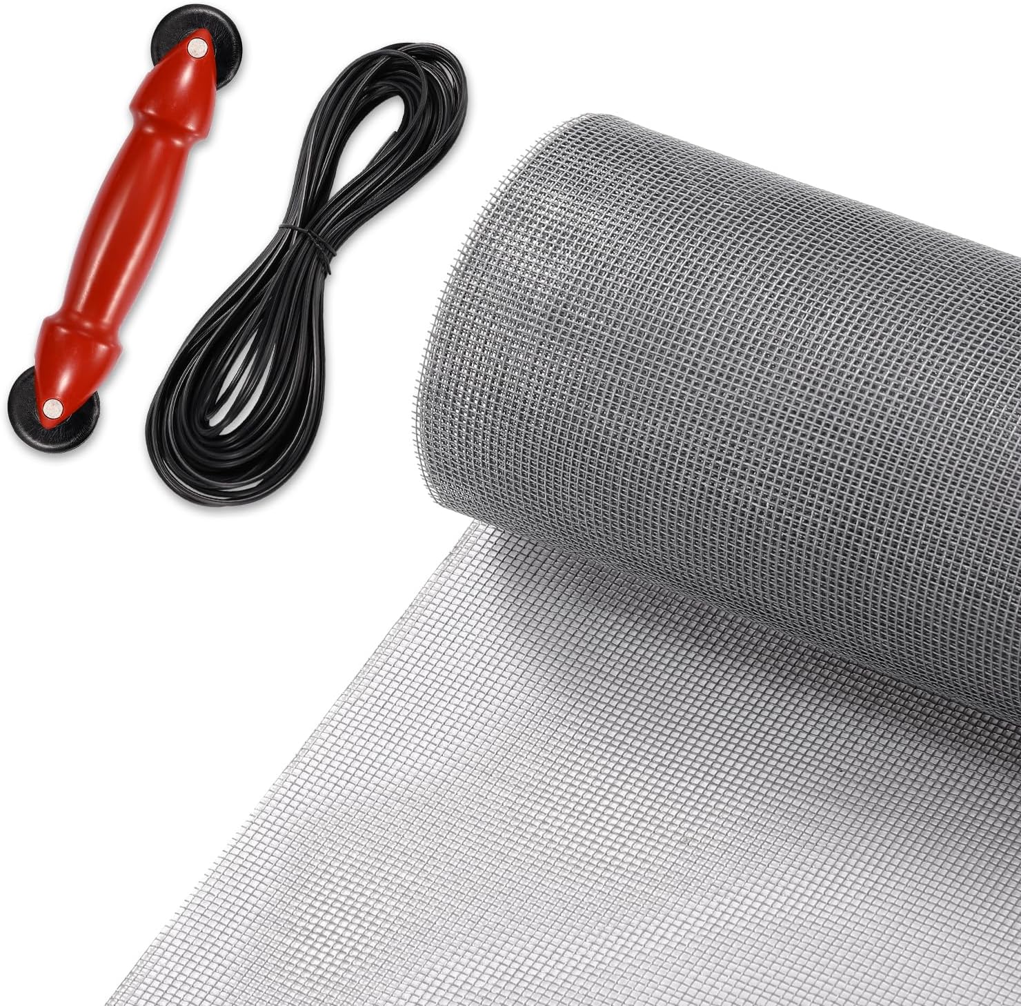 FLYZZZ Window Screen Mesh Kit 48x118'' Grey Screen Door Mesh Repair Kit ...
