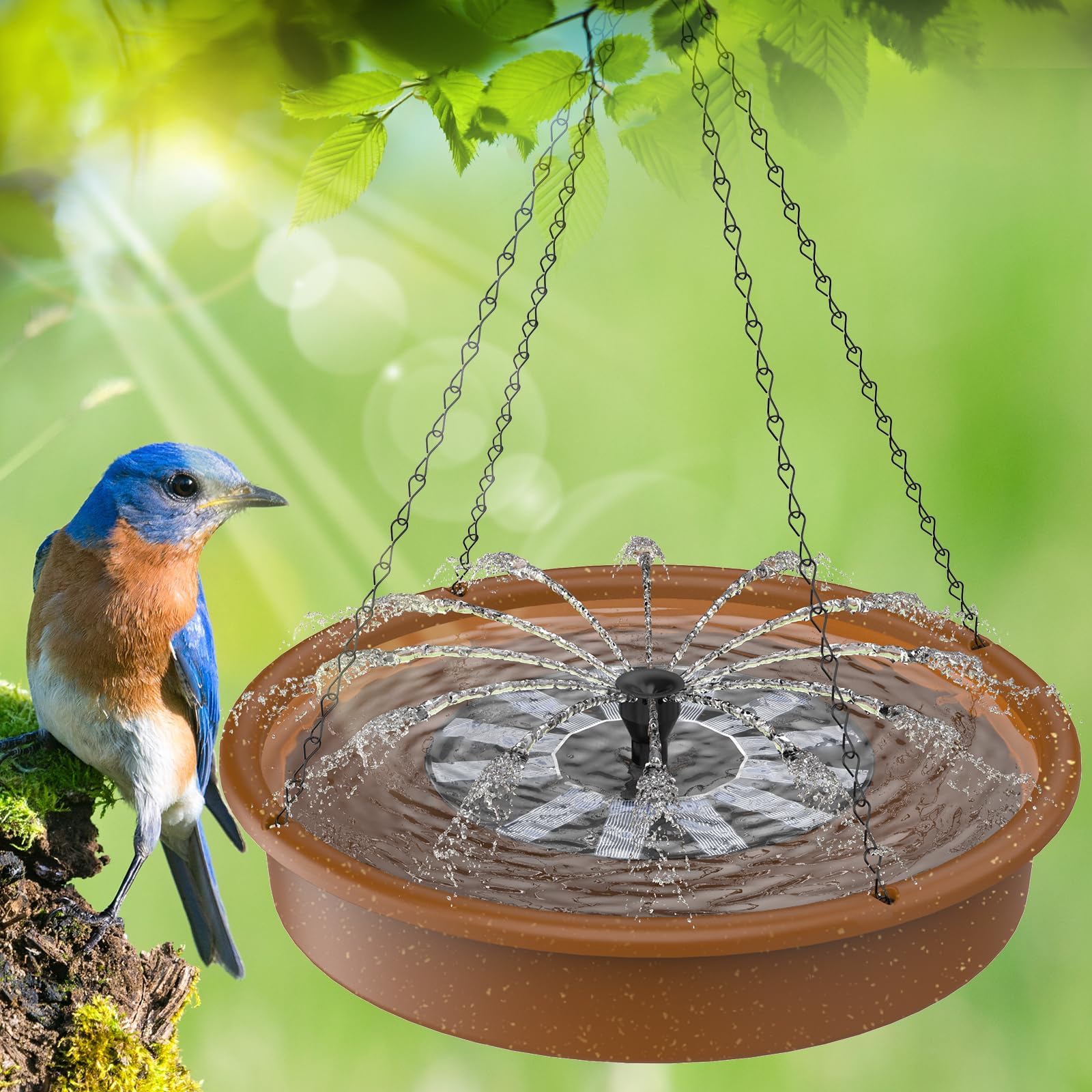 Amazon.com: Solar Fountain Hanging Bird Bath | Outdoor Bird Bath Bowl ...