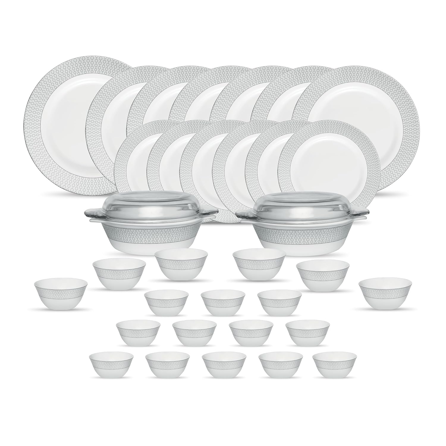 La Opala Diva Velvett Collection Opal Glass Crockery | for Family of 6 ...