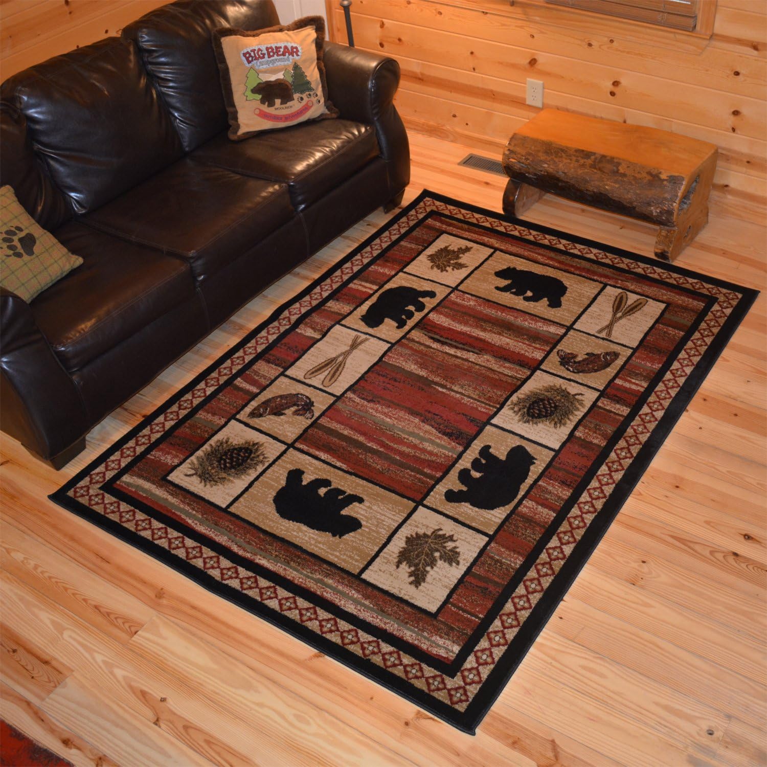 Amazon.com: Mayberry Rug Rustic Lodge Bear Cabin Multi 2'3"x3'3" Area ...