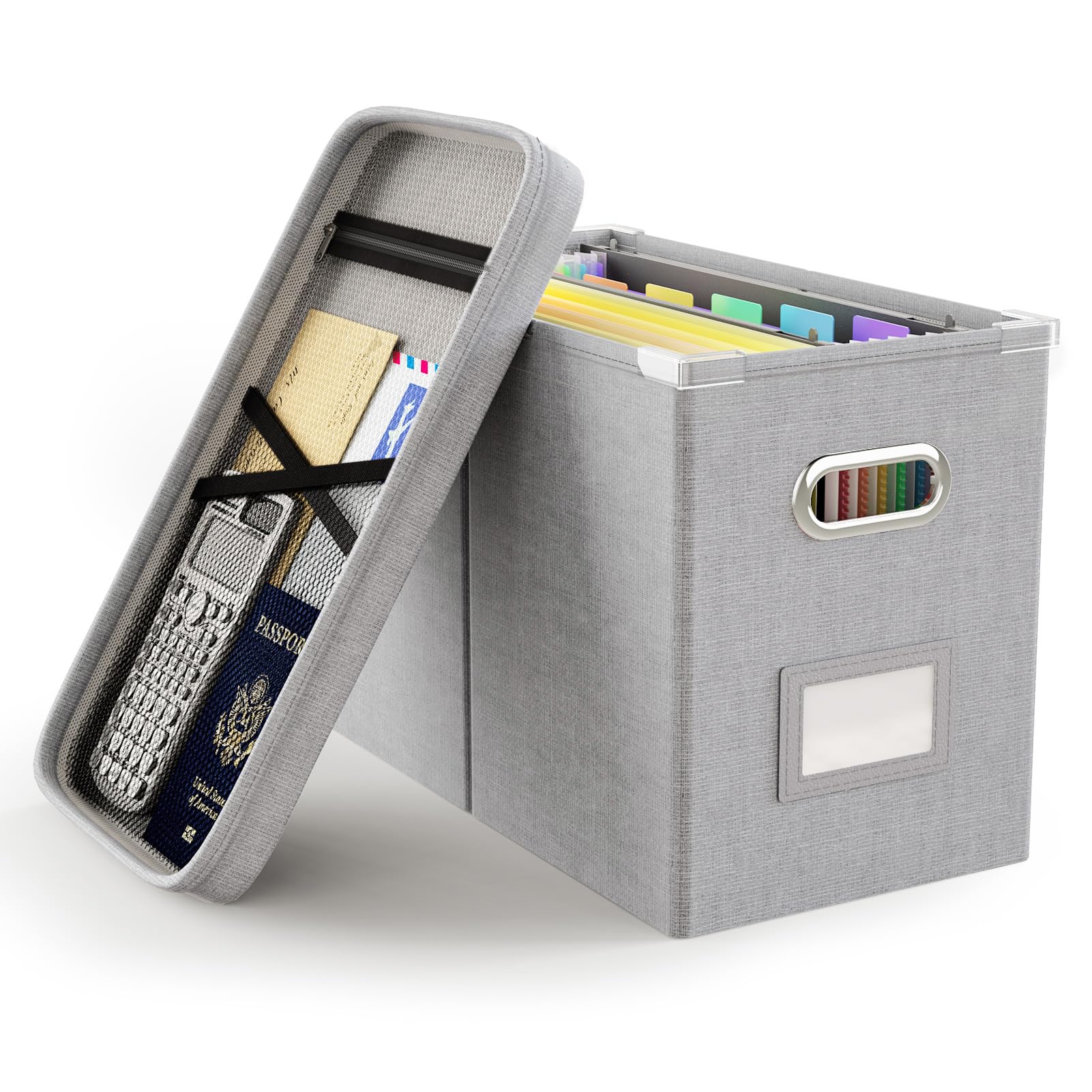 Amazon.com: Oterri File Organizer Box with Lid, Hanging Filing File Box ...