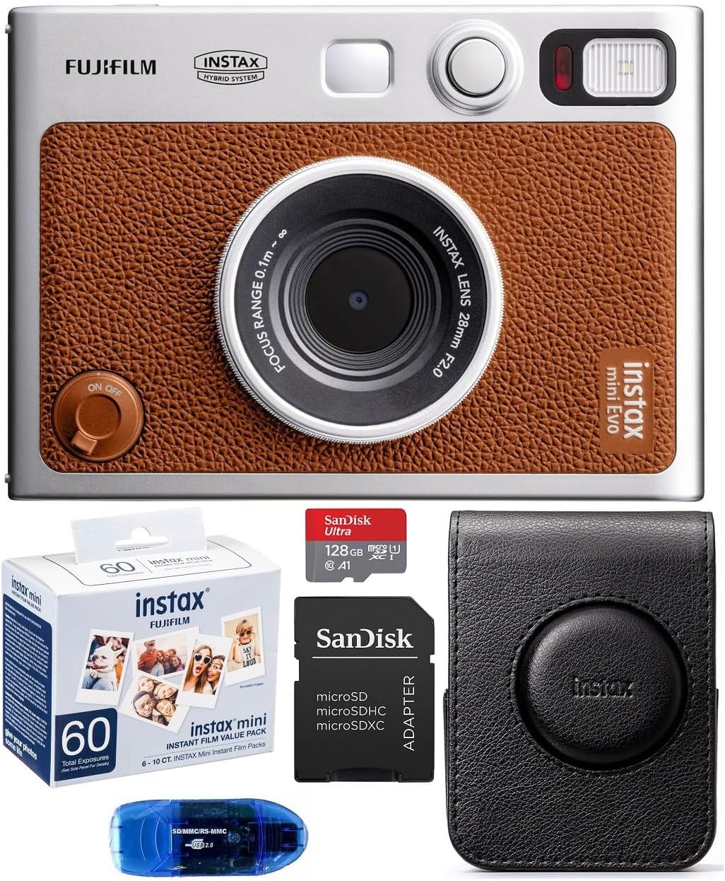 Amazon.com : Fujifilm INSTAX MINI EVO Hybrid Instant Camera (Brown ...