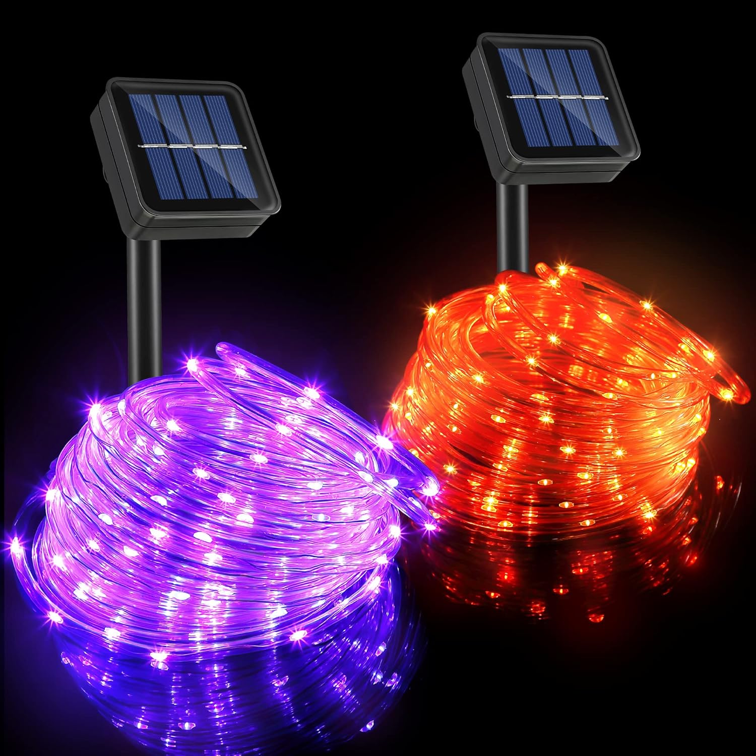Solar Halloween Rope Lights Outdoor, 2 Pack 33 ft 100 LED 8 Modes Solar ...