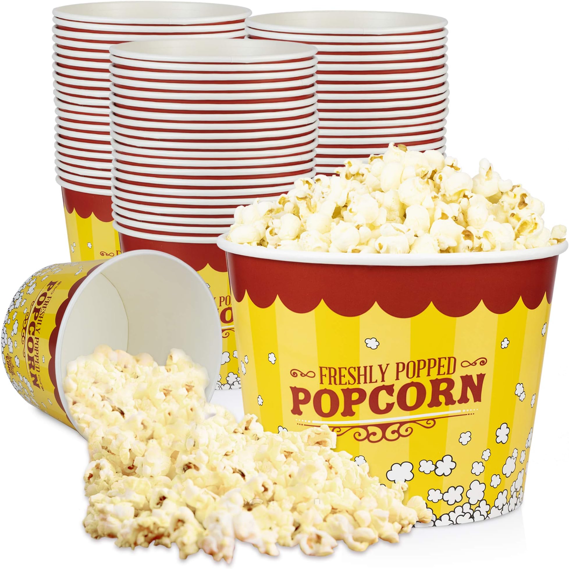 Amazon.com: Fit Meal Prep [150 Pack] Popcorn Buckets Disposable, 85 Oz ...
