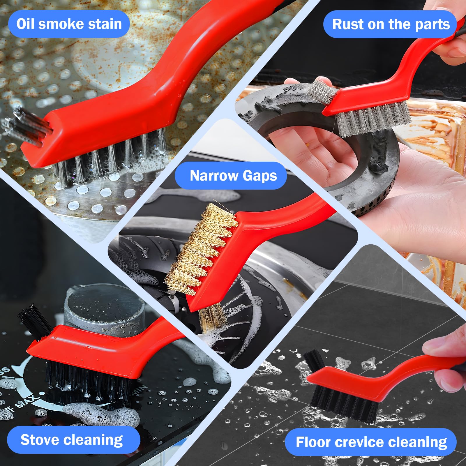 Snapklik.com : Wire Brush Set, 6 Pcs Brass/Stainless Steel/Nylon Wire ...