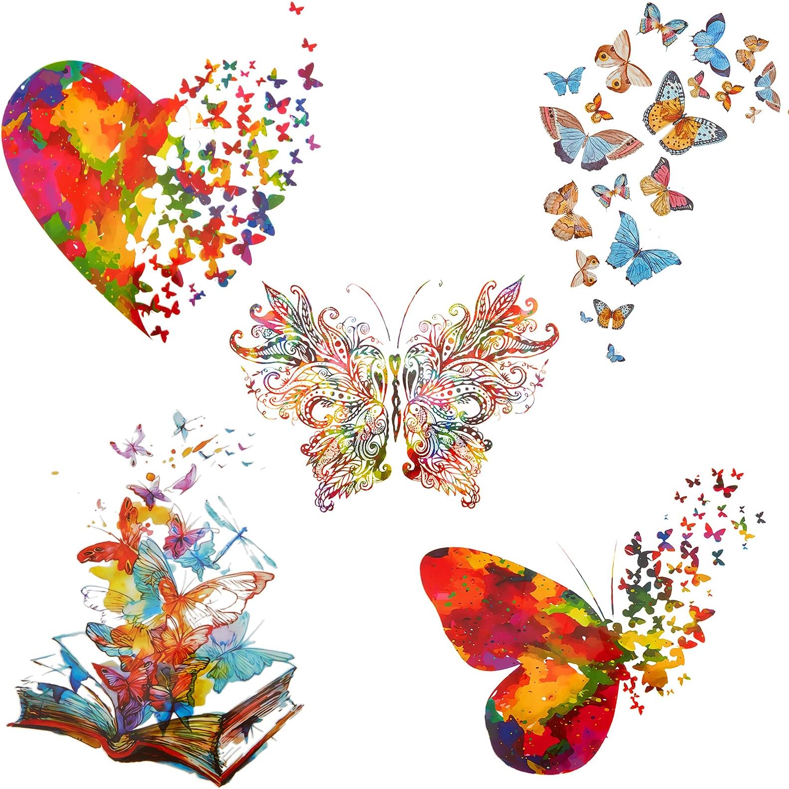 Amazon.com: Colorful Butterfly Iron on Stickers Patches,Heat Transfer ...