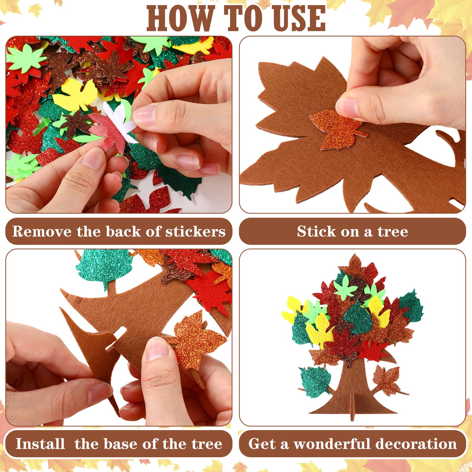 Fall Felt Craft Kit Whaline 192Pcs Fall Tree Of Thanks Felt Craft Kit ...
