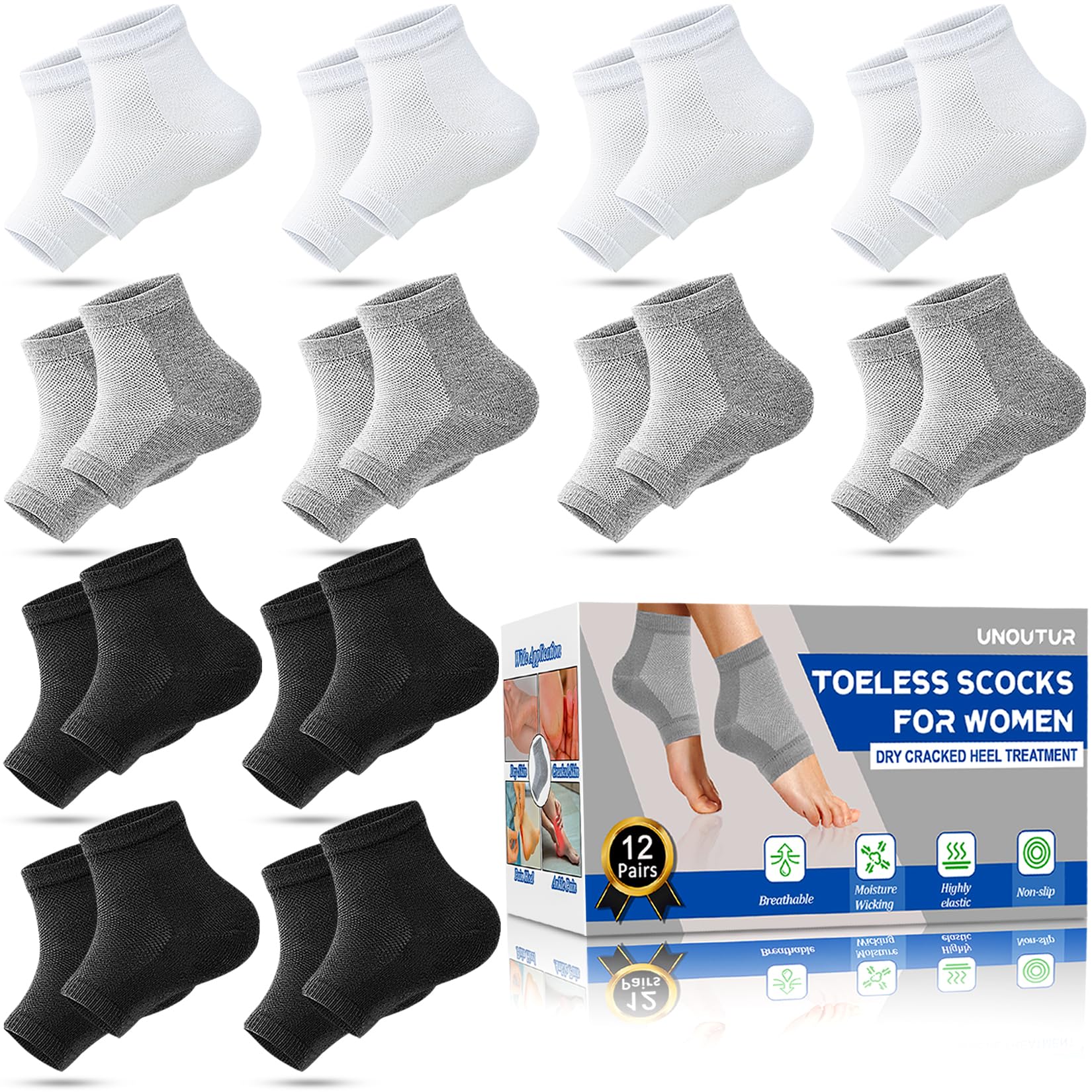 Amazon.com : Moisturizing Socks,12 Pairs toeless Socks for Women for ...
