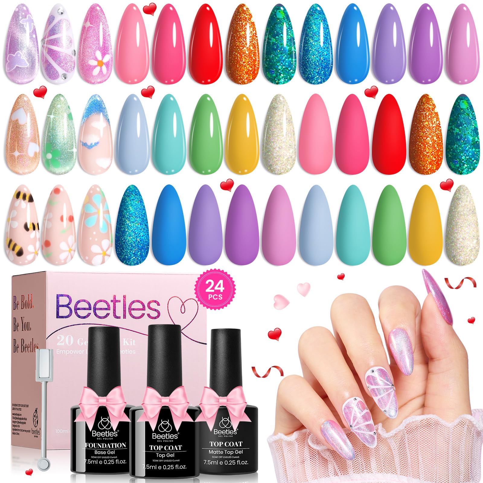 Amazon.com: Beetles Spring Gel Nail Polish Set, 24 Pcs 20 Colors ...