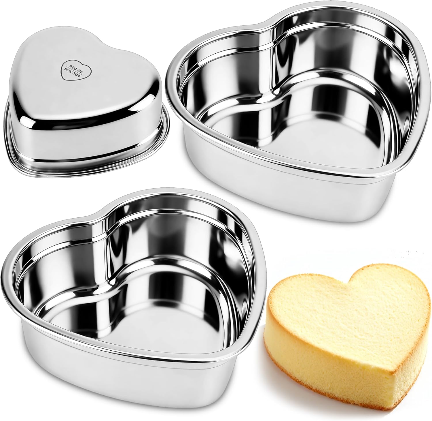 Amazon.com: Heart Shaped Cake Pans Set of 2, Nonstick Heart Cake Pan 6 ...