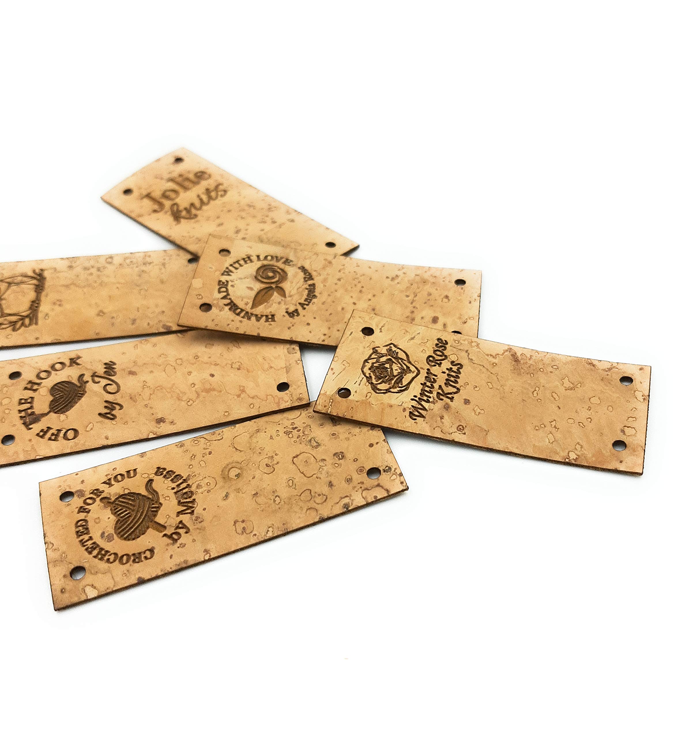 Custom Center Fold Cork Leather Labels Personalized Fold Over Labels ...
