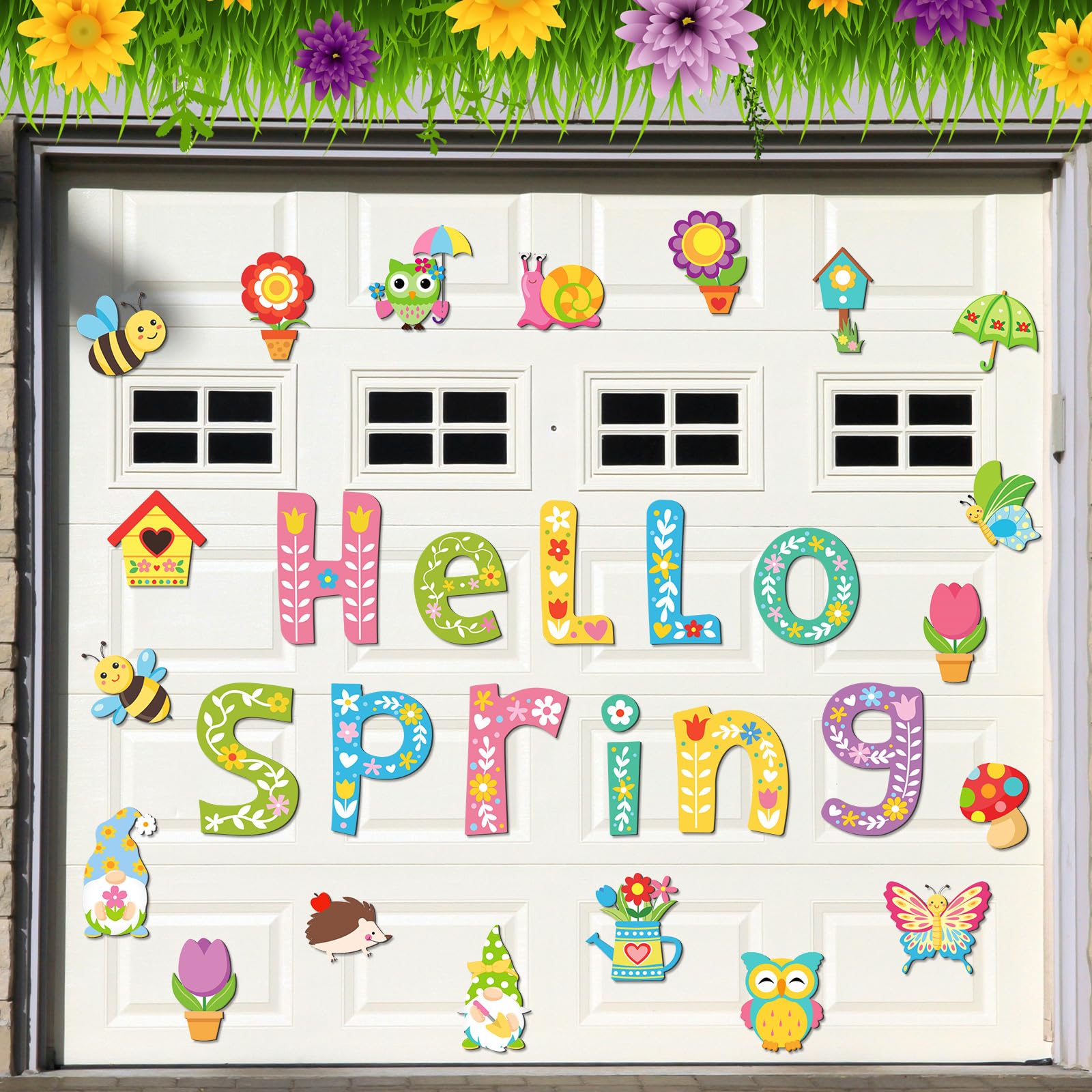 Amazon.com: Landhoow 30 Pcs Hello Spring Garage Door Magnets Decoration ...