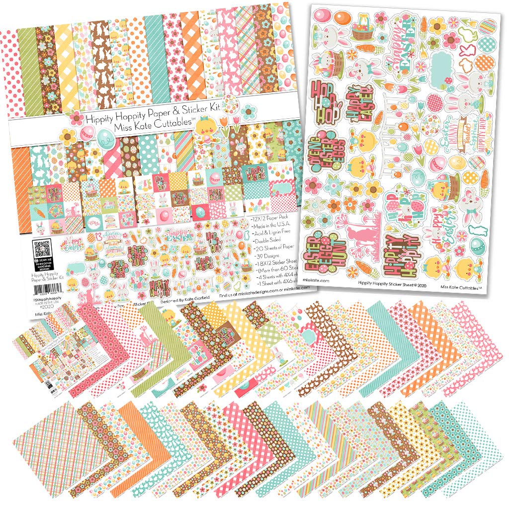 Amazon.com: Miss Kate Cuttables Paper & Sticker Kit - Hippity Hoppity ...