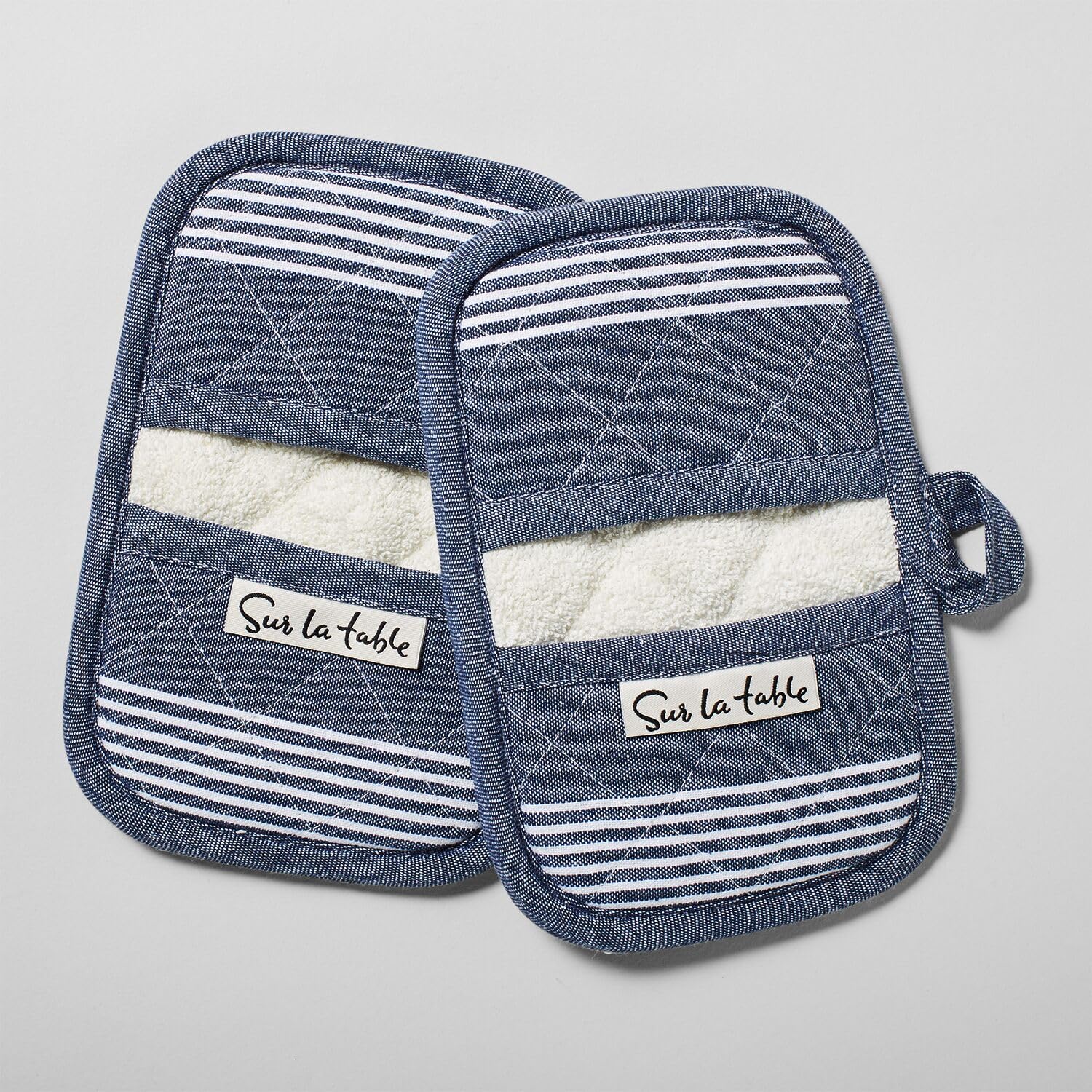 Amazon.com: Sur La Table Striped Mini Mitts, Set of 2, Blue: Home & Kitchen