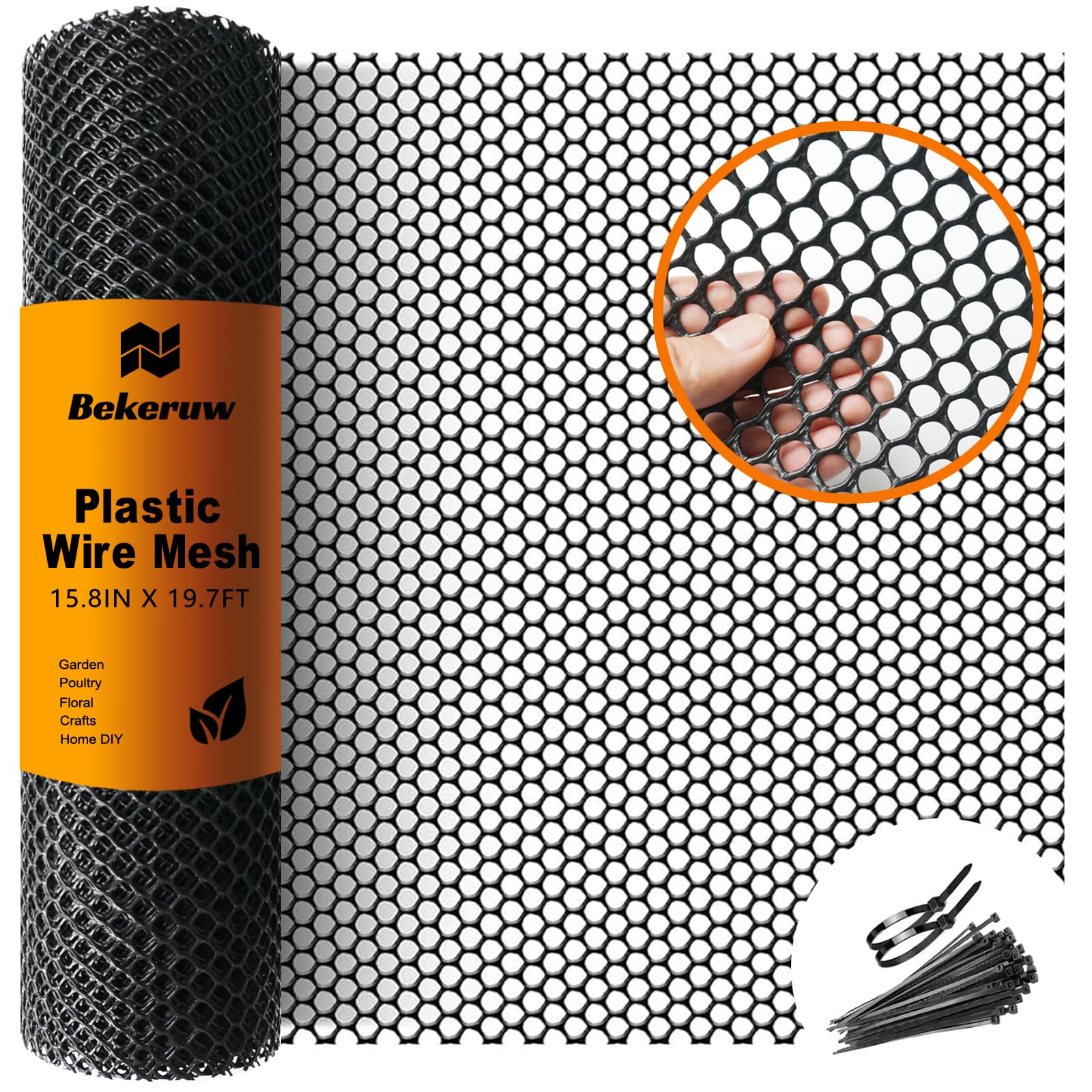 Amazon.com : Plastic Wire Mesh Fence 15.8IN x 19.7FT Roll - Chicken ...