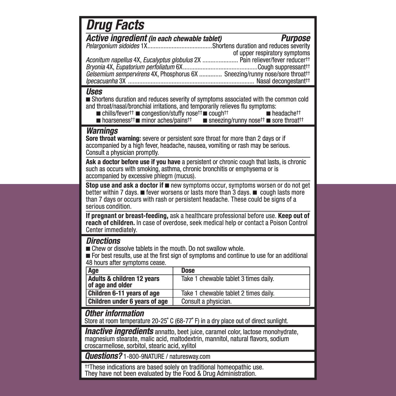 Buy Nature's Way Umcka Cold+Flu, Fever, Sore Throat, Cough, and ...