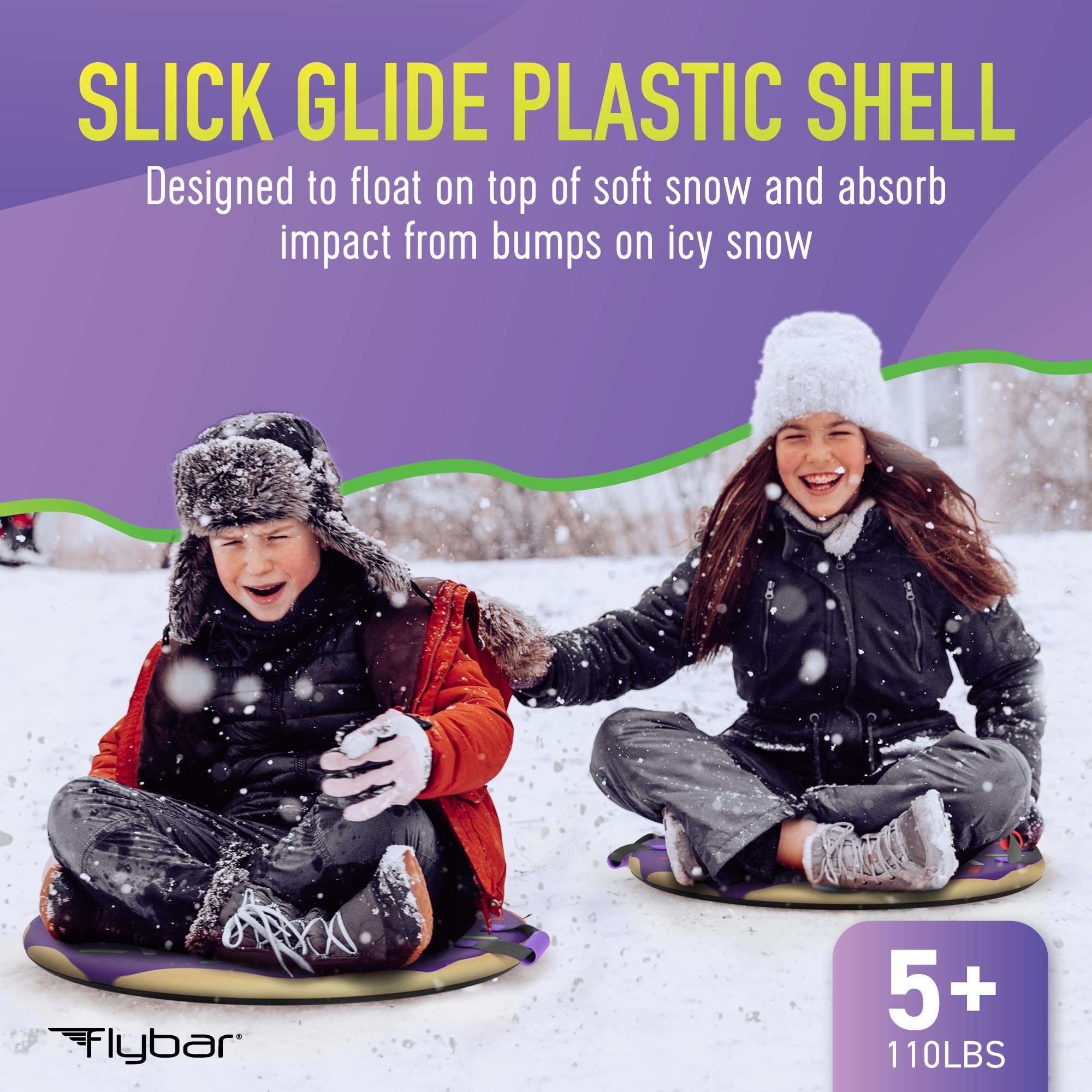 Snapklik.com : Flybar Snow Sled For Kids - Foam Saucer Disc Sled, Ages ...