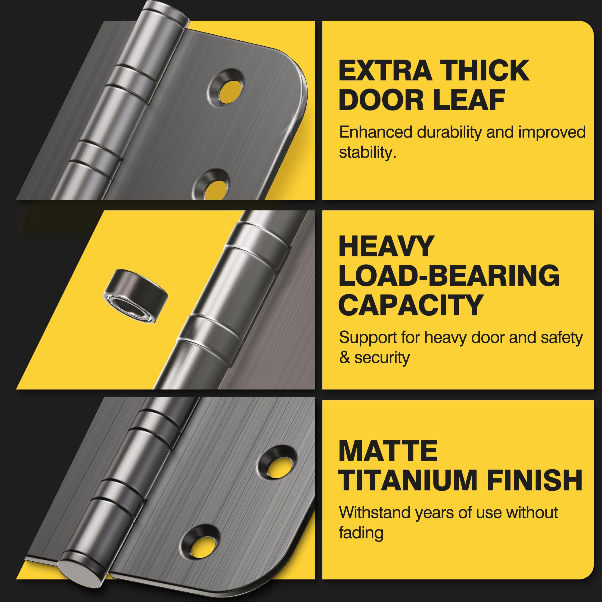 Snapklik.com : KOLET Ball Bearing Door Hinges, 3.5 X 3.5 Inches Door Hinges, 5/8 Radius Corner ...