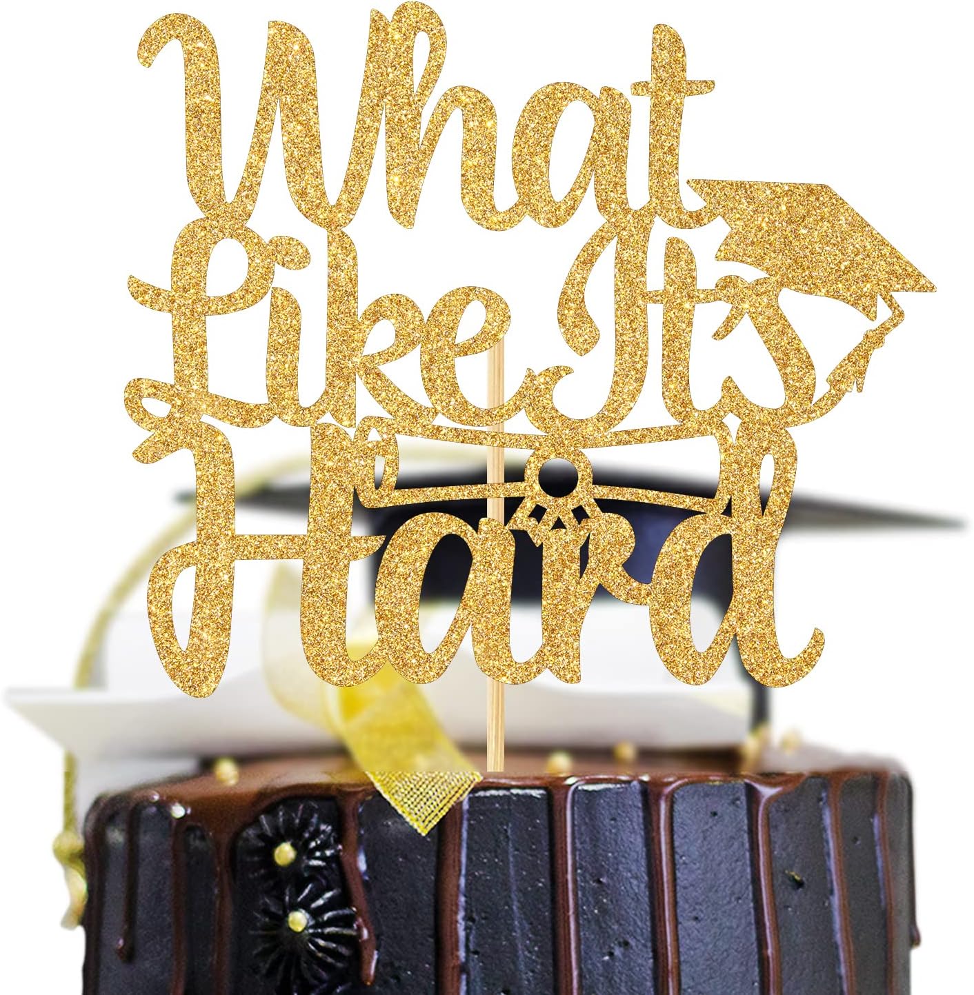 Amazon.com: Gold Glitter What Like It's Hard Cake Topper, Congrats ...