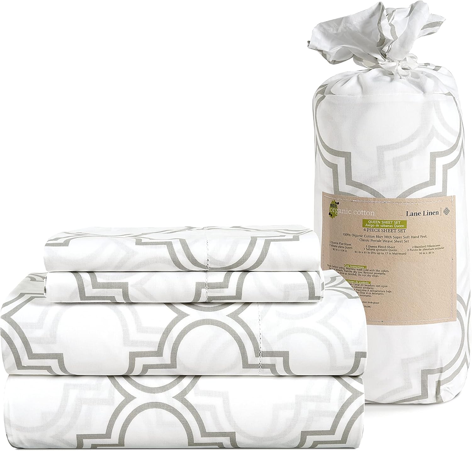 Amazon.com: LANE LINEN 100% Organic Cotton Full Sheets Set 4-Piece Pure ...