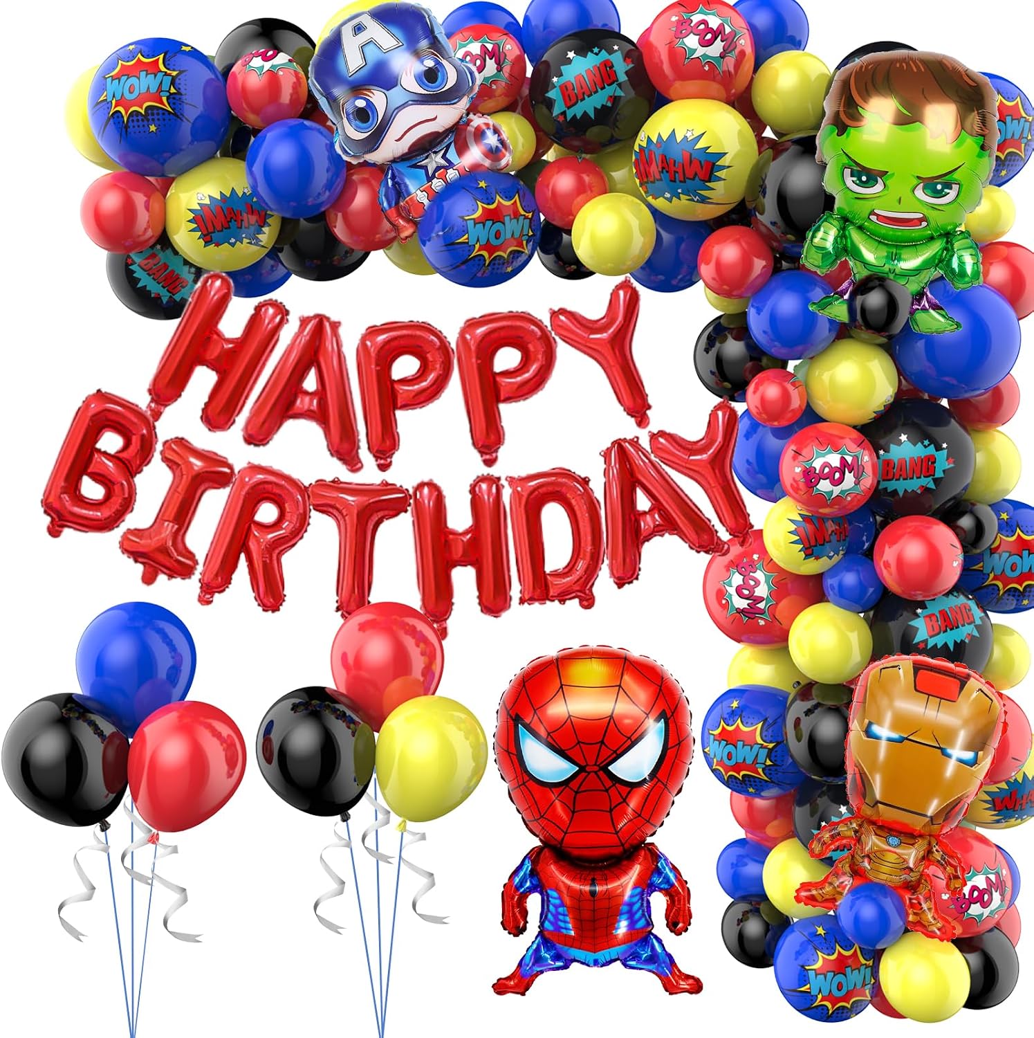Amazon.com: JondKeile 125Pcs Superhero Birthday Party Supplies, Include ...