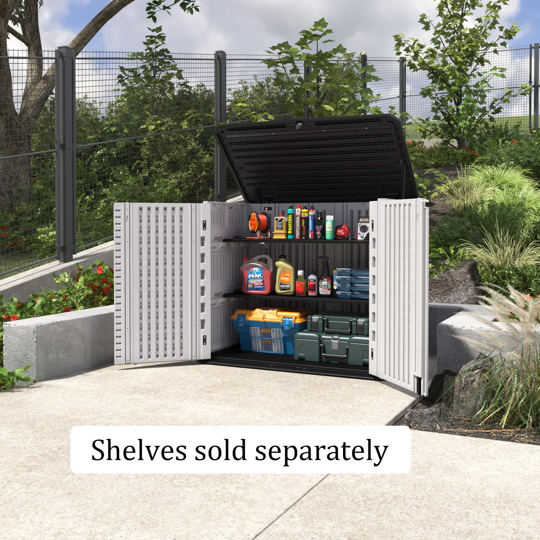 HOMSPARK Storage Shed Horizontal Outdoor Storage Box Weather Resistance ...