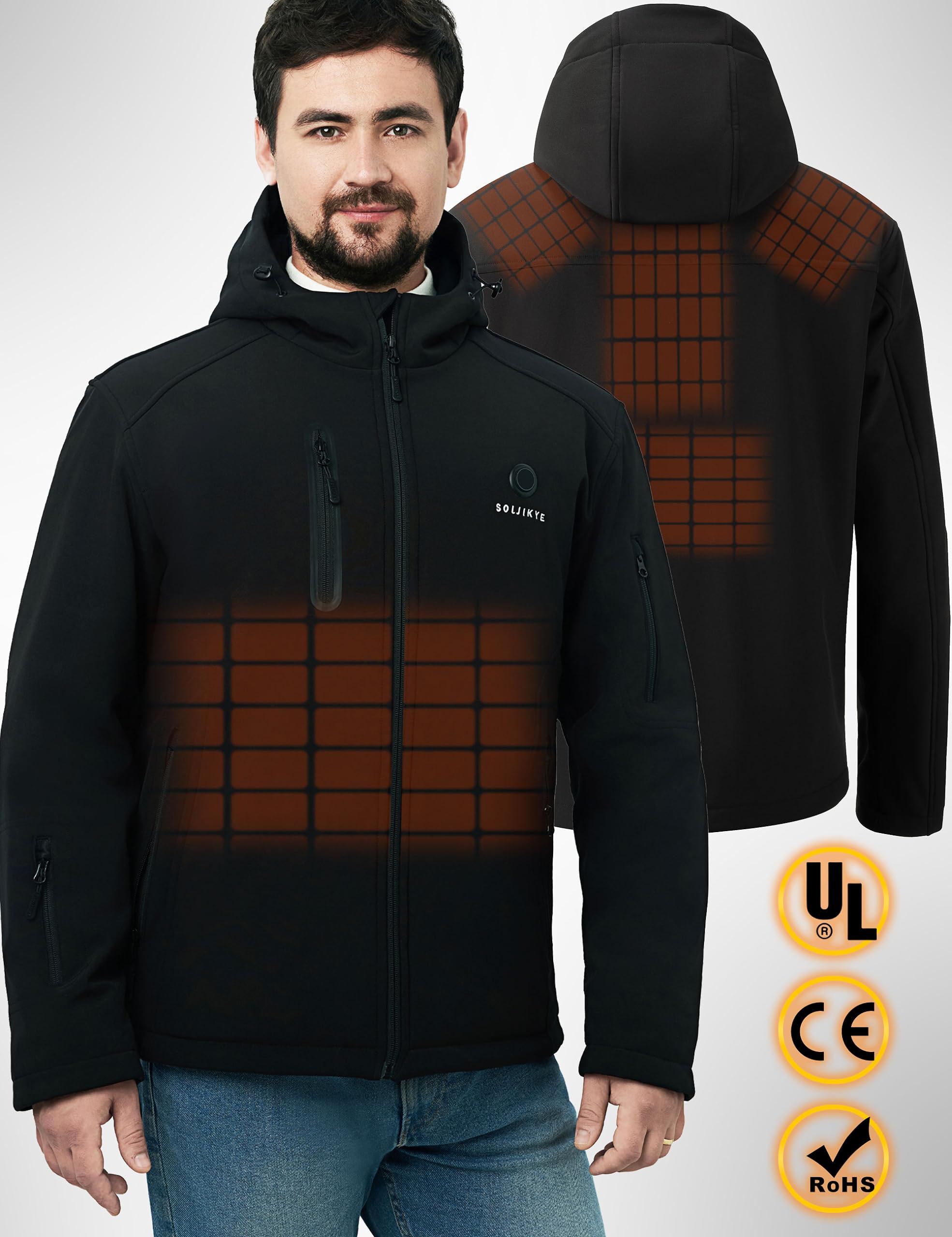 SOLJIKYE Heated Jackets for Men with Battery Pack, Winter Windproof ...