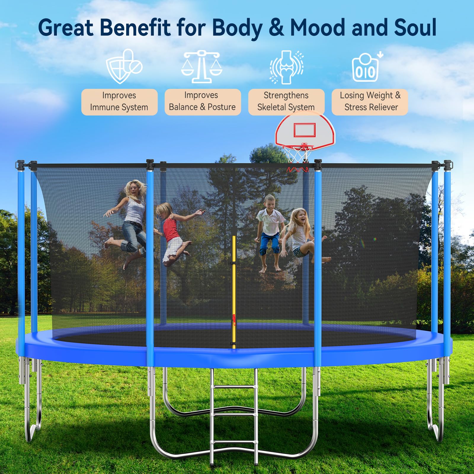 Snapklik.com : Tatub Upgrade 12FT Trampoline For Kids And Adults ...