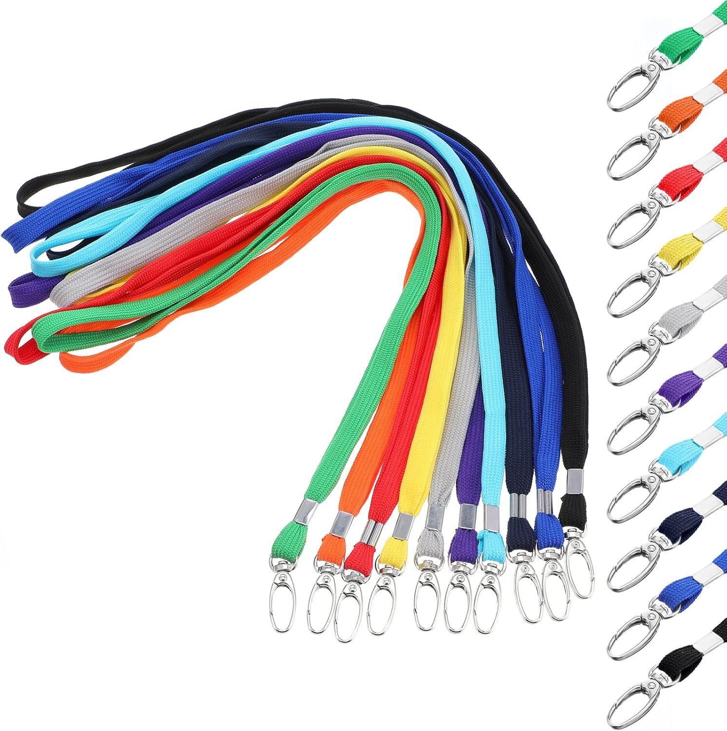 100 Pcs Color Lanyards Flat Lanyards for ID Badges Assorted Colors ...
