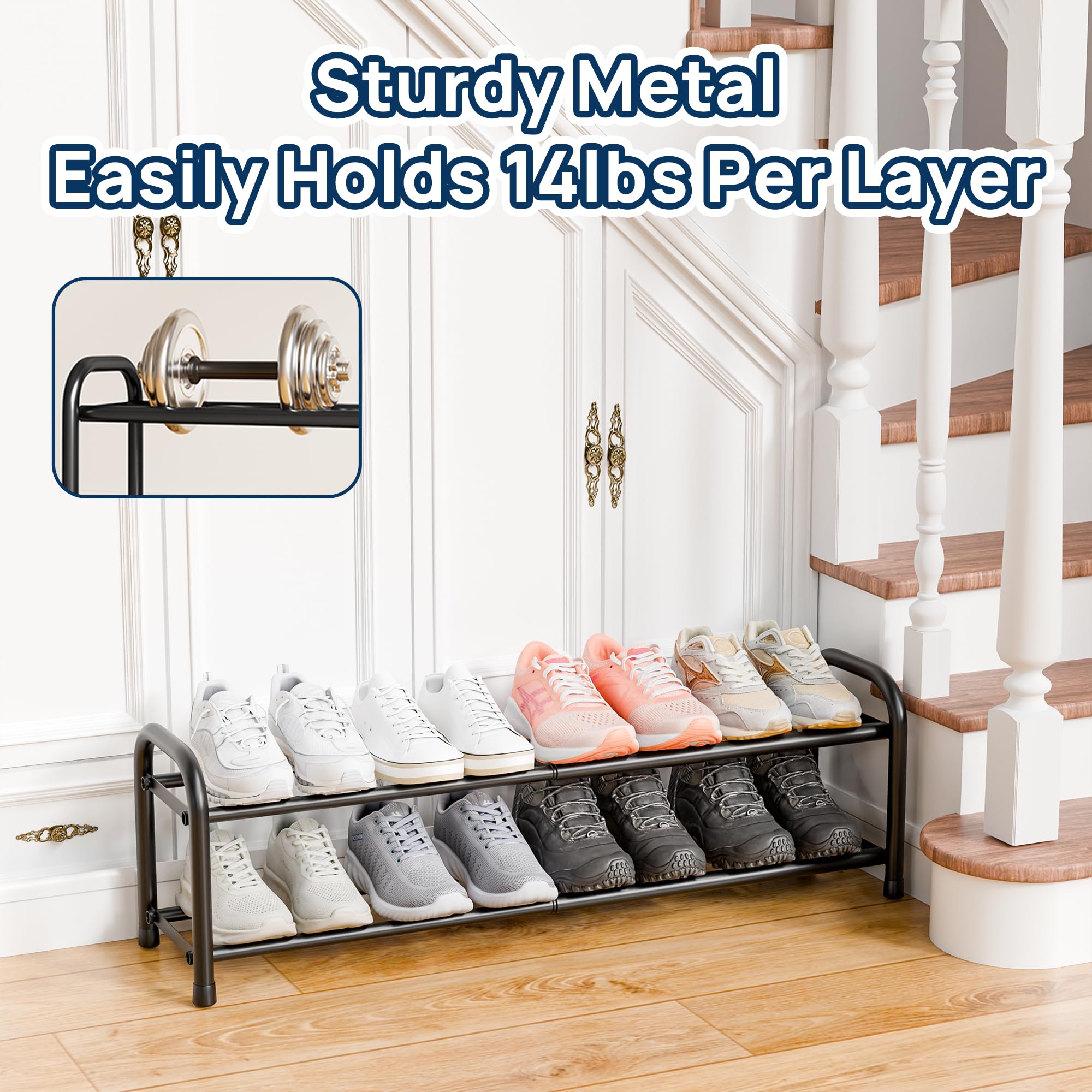 Snapklik.com : Expandable Shoe Rack, 2 Tier Adjustable Shoe Organizer ...
