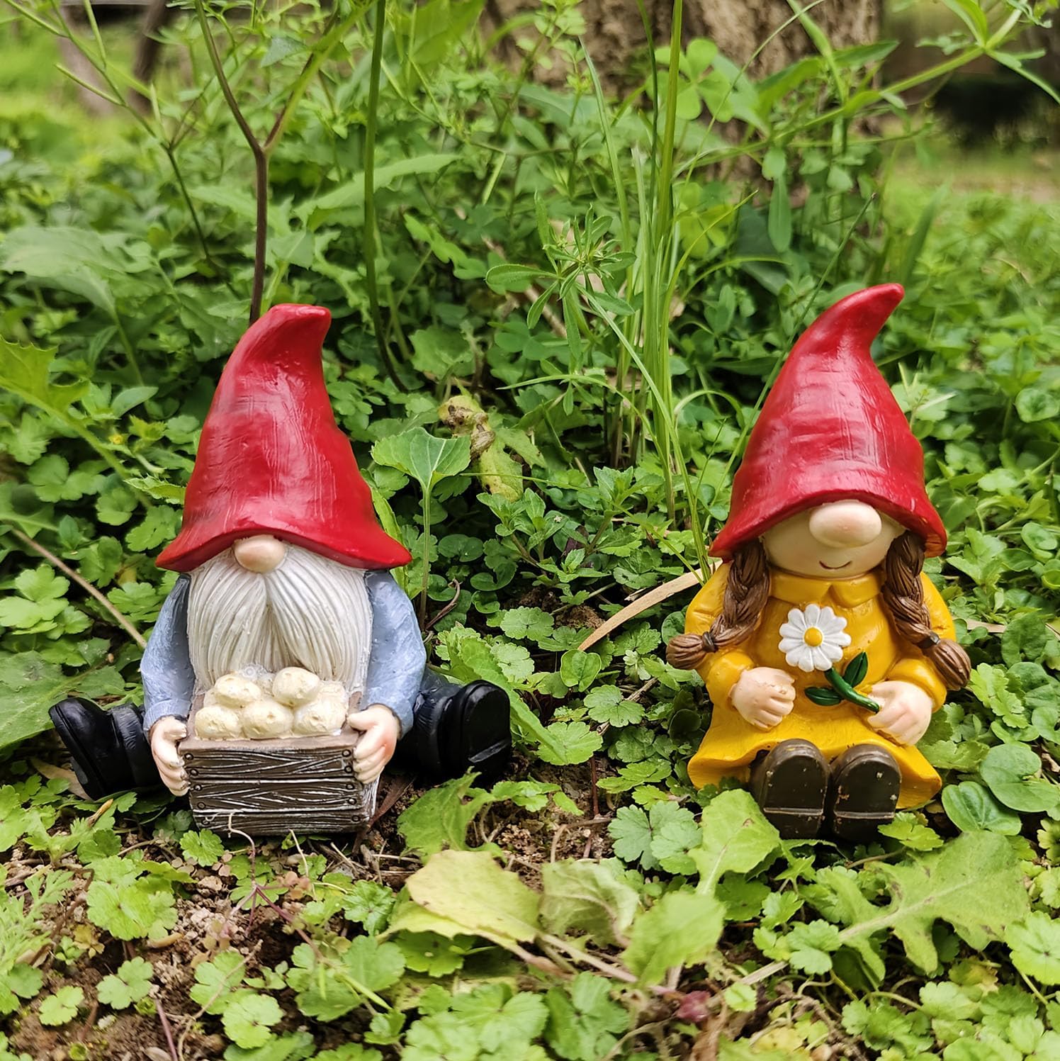 Amazon.com: CHAOGKM 2PC Garden Gnome Statues,Funny Gnomes Garden Decor ...