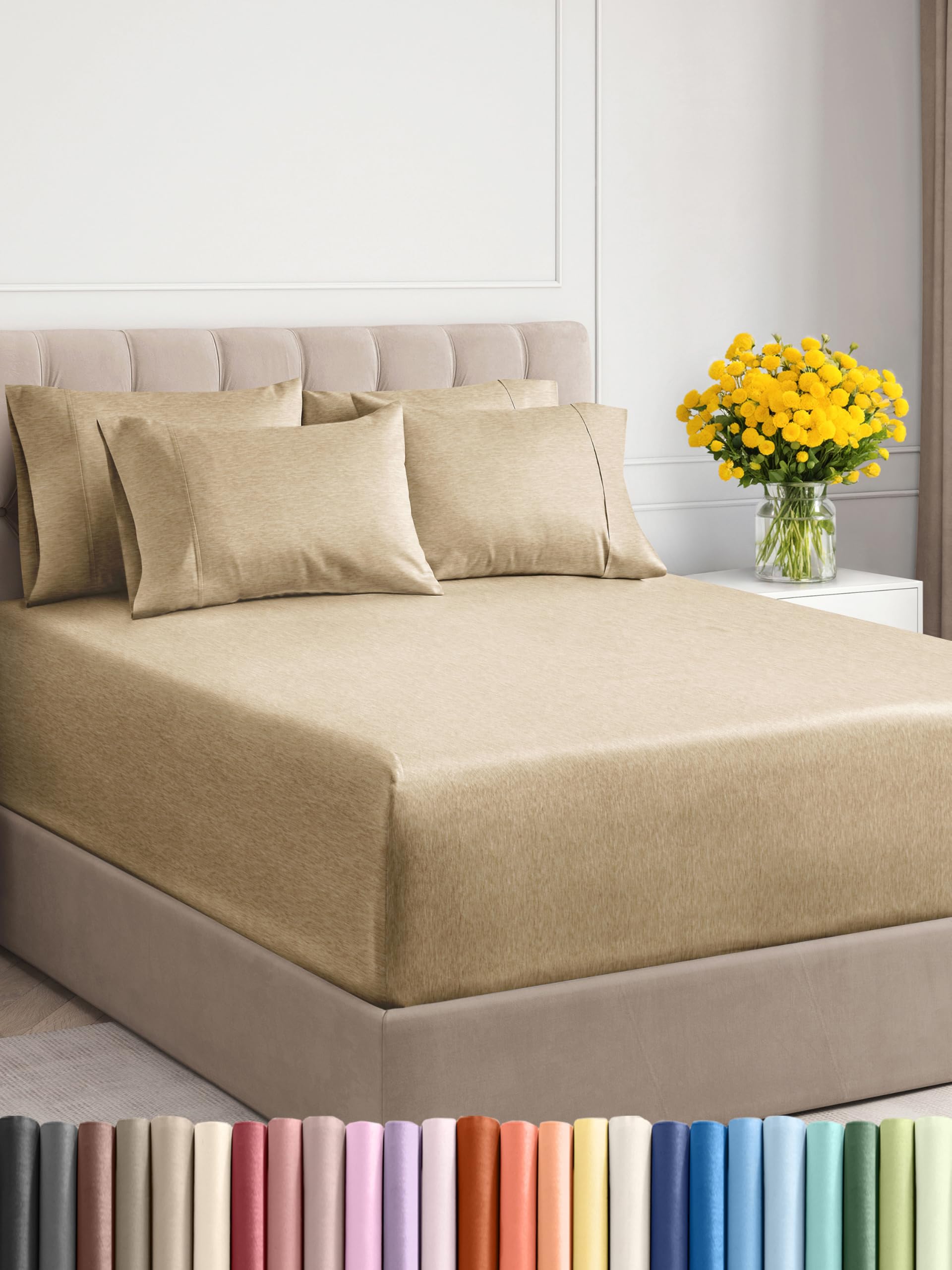 Amazon.com: Extra Deep Queen Sheet Set - 6 Piece Breathable and Cooling ...