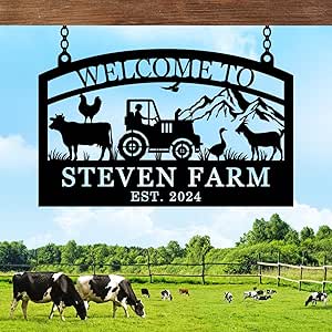 Amazon.com: Custom Large Outdoor Farm Sign, Family Name Signs ...