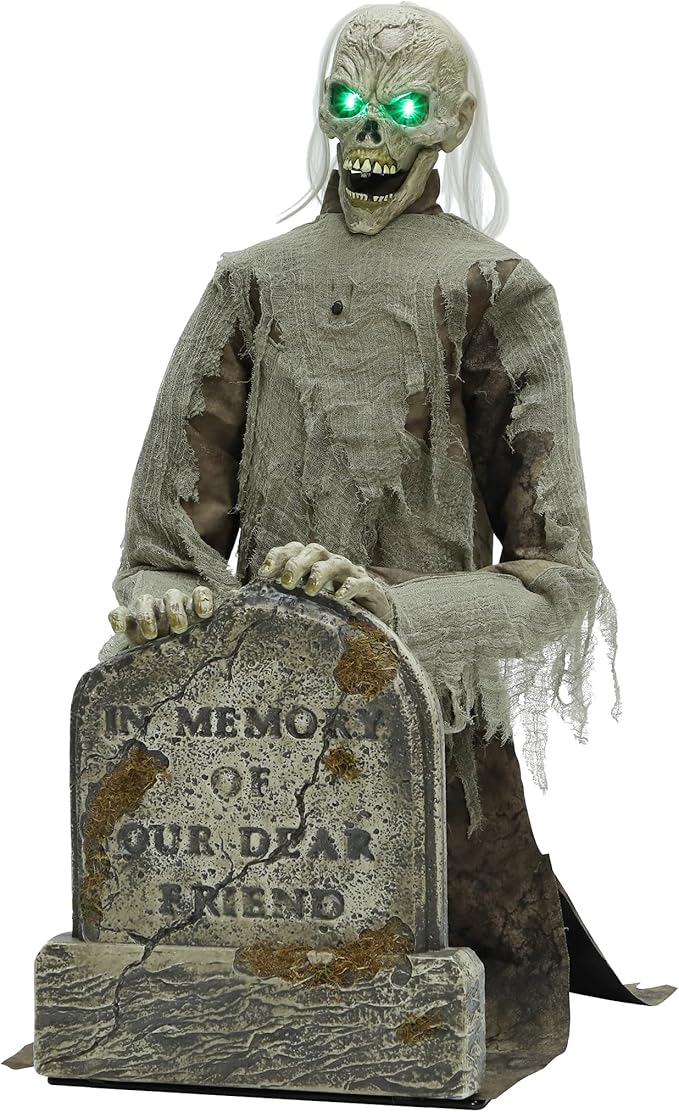 Amazon.com: Spirit Halloween 3 Ft. Gravestone Ghoul Animatronic ...