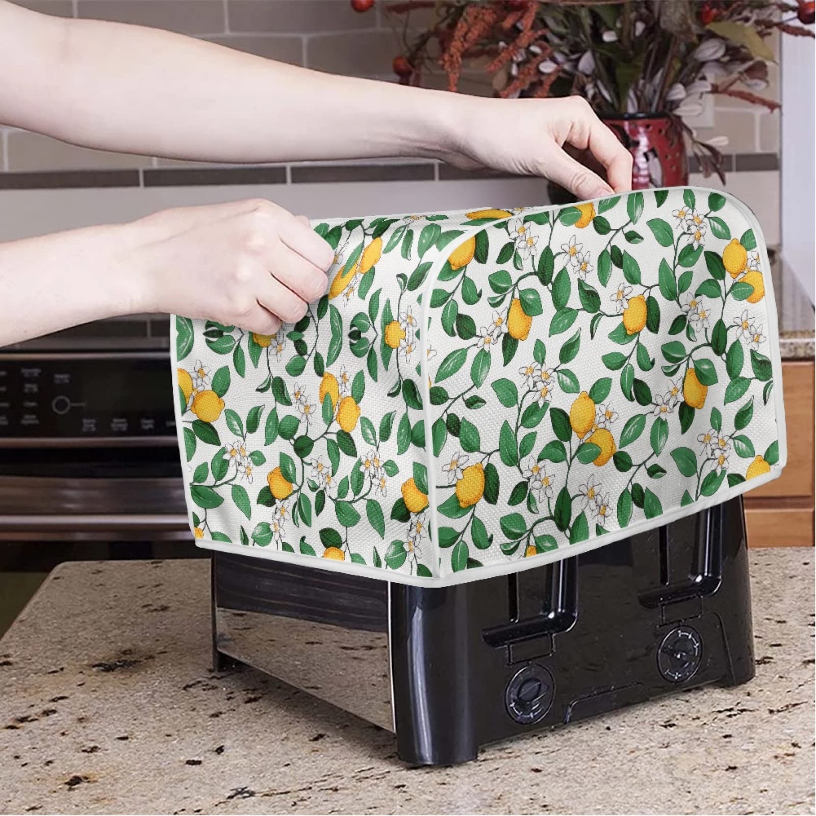 Bread Toaster Kdxio Lemon Leaves Print Toaster Cover Bread Machine ...