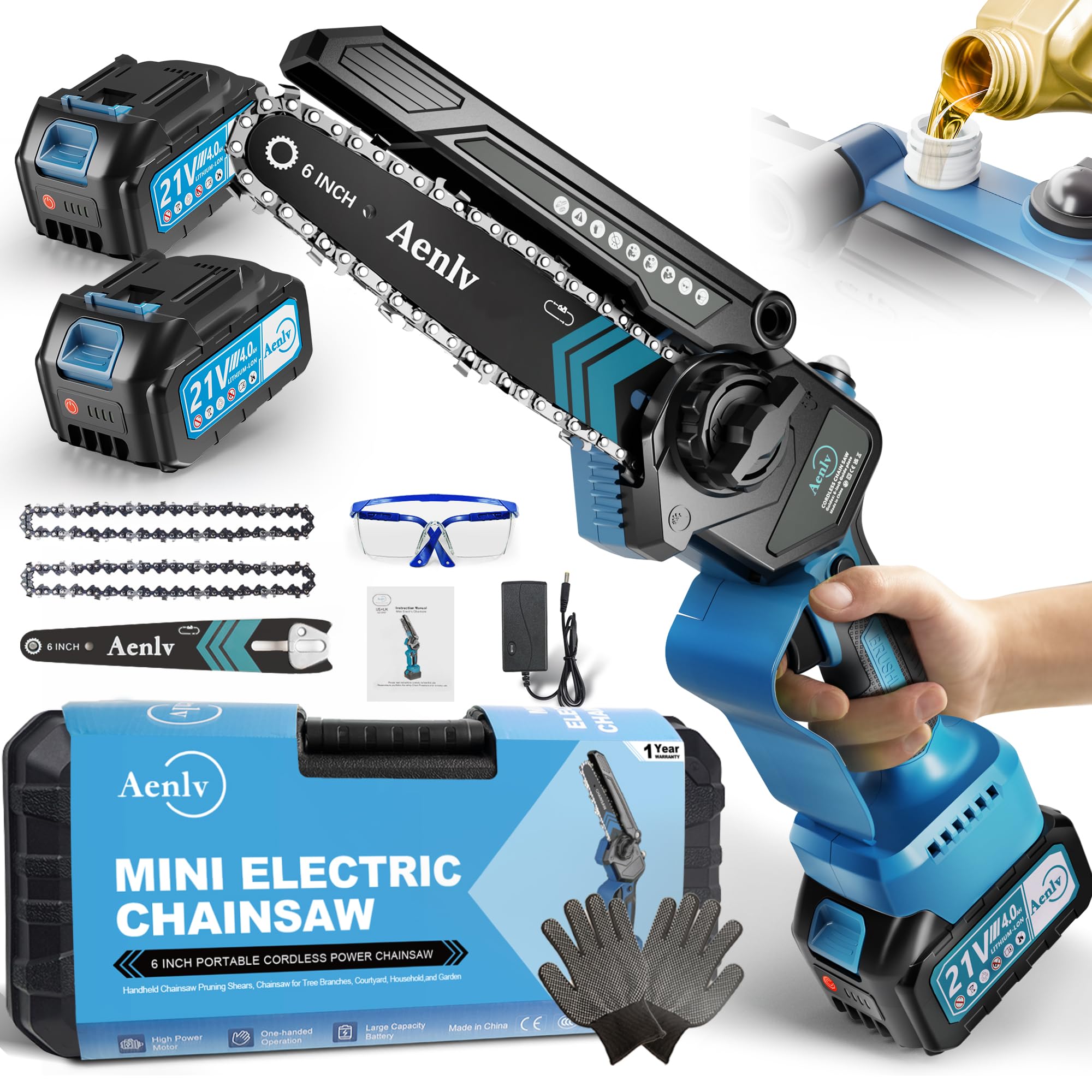 Amazon.com: Aenlv 6-Inch Electric Chainsaw Cordless, UPGRADED26FT/S ...